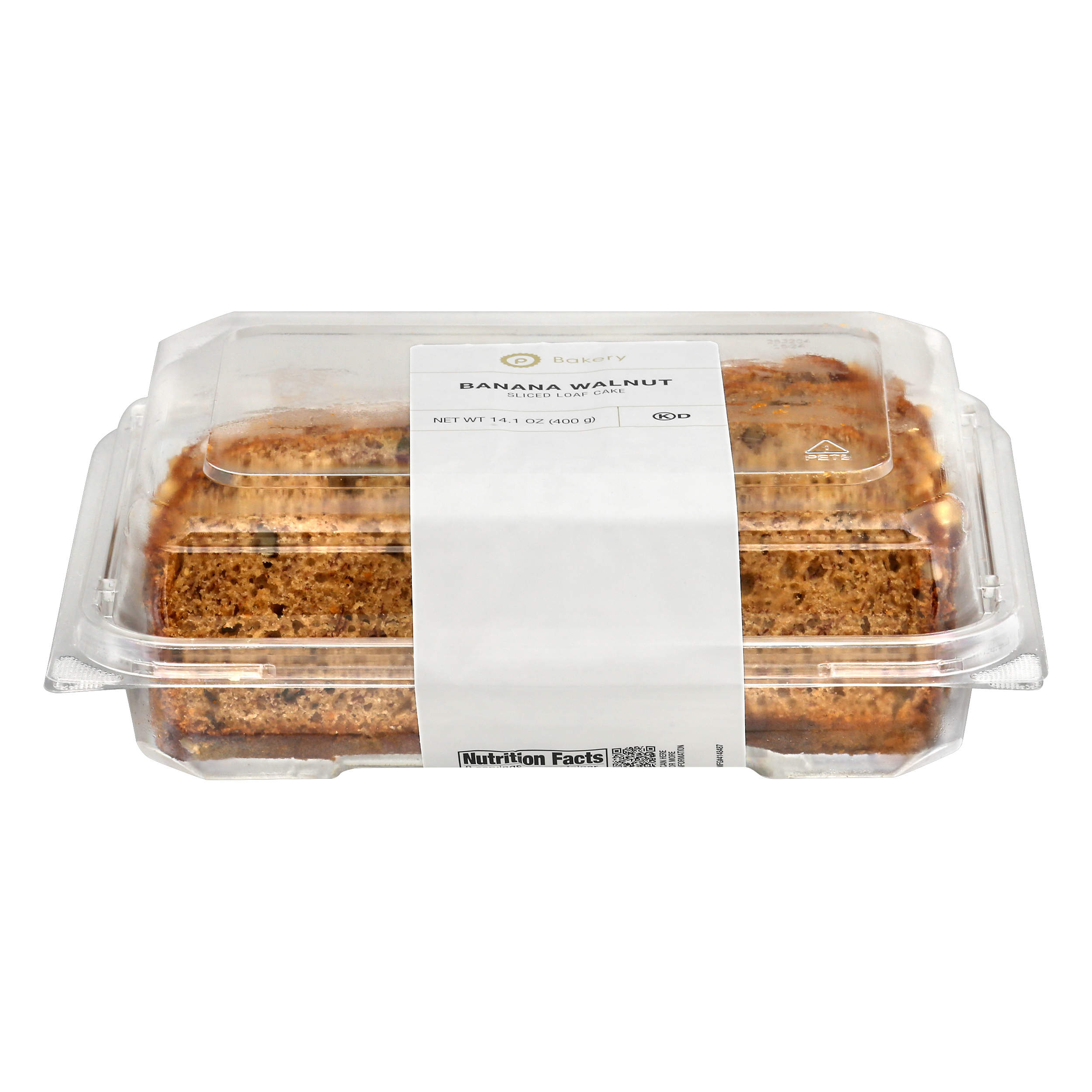 Publix Bakery Sliced Banana Walnut Loaf Cake 14 oz CLAM SHELL