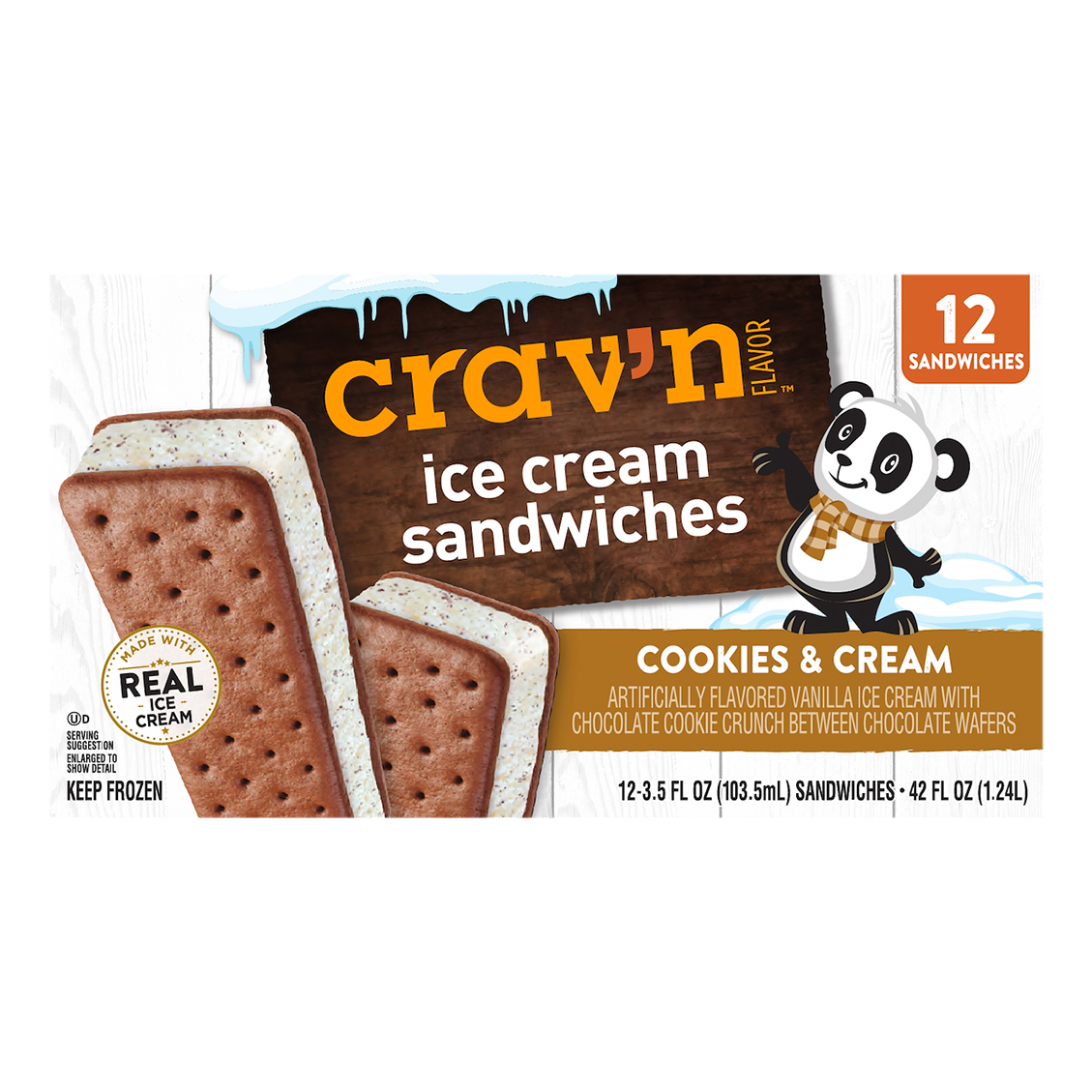Crav'n Flavor Cookies & Cream Ice Cream Sandwiches 12 ea