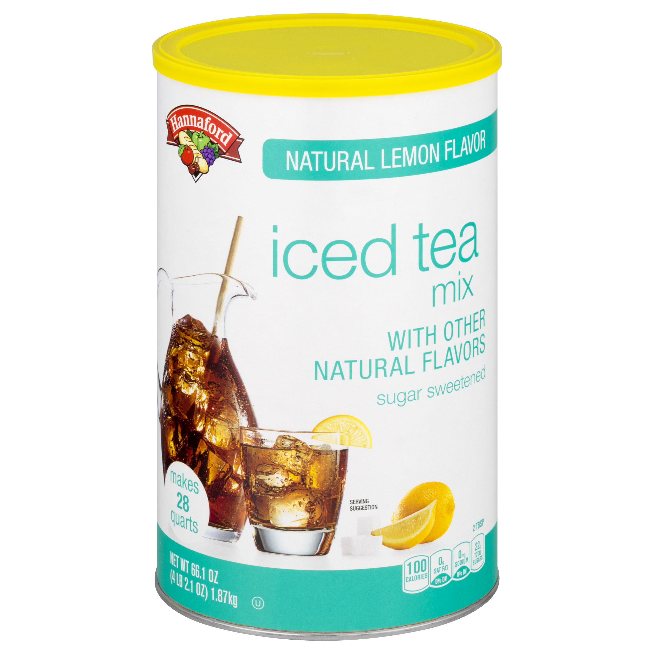 Hannaford Natural Lemon Flavor Iced Tea Mix 66.1 oz Can