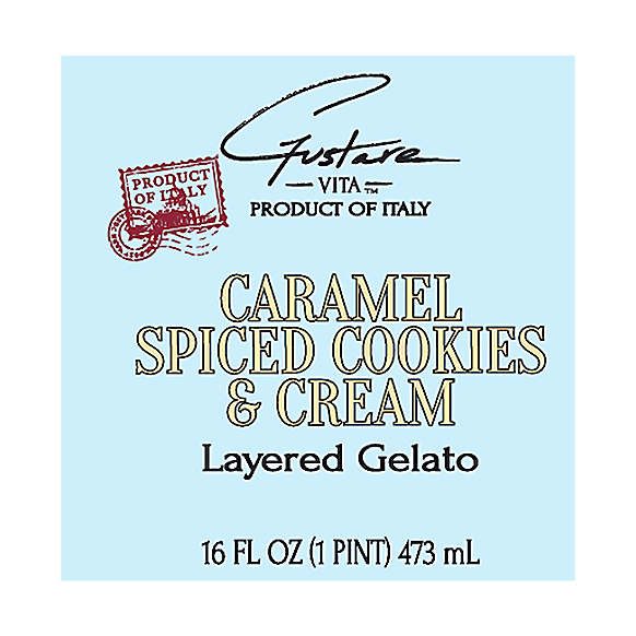 Gustare Vita Layered Caramel Spiced Cookies & Cream Gelato 16 fl oz