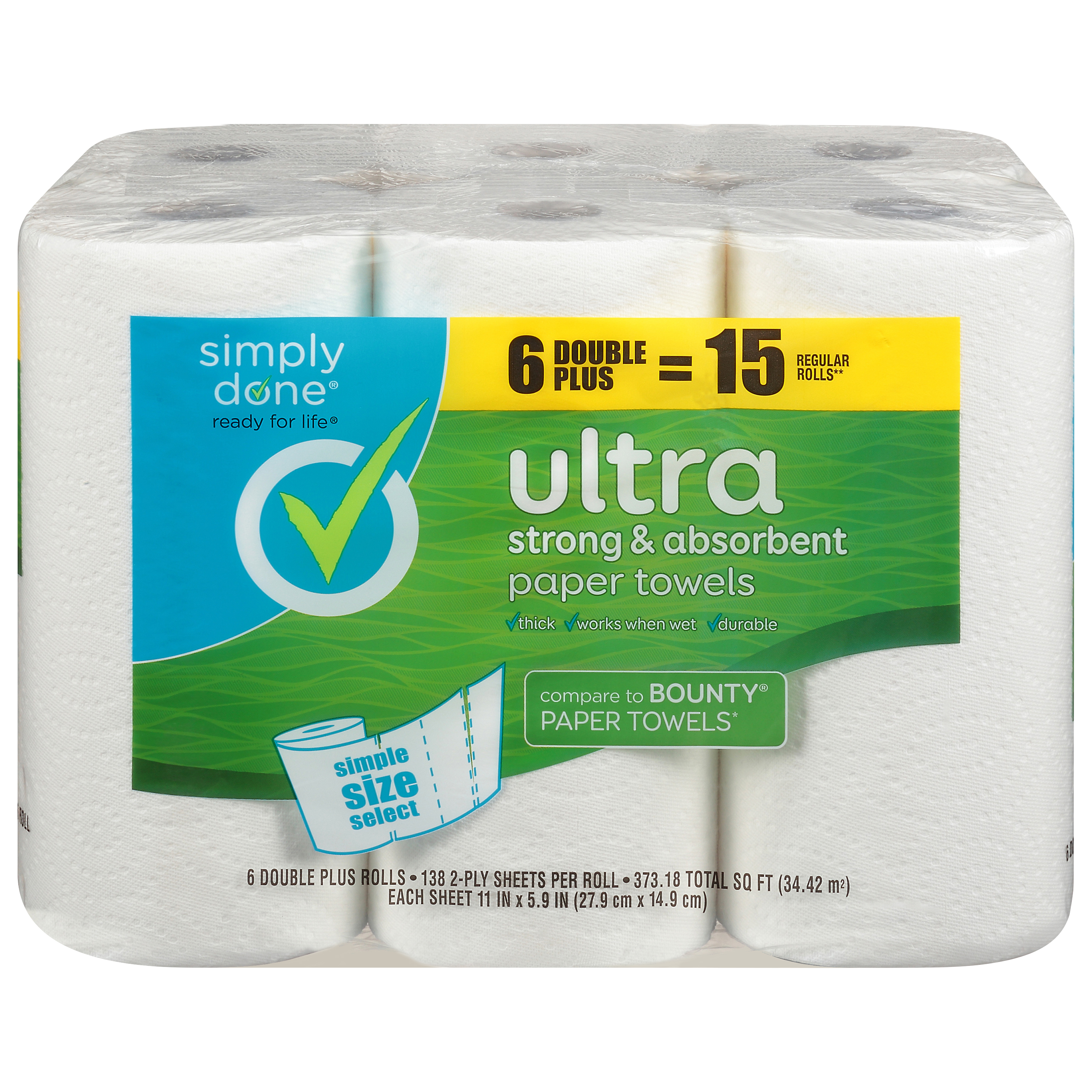Simply Done Ultra 2-Ply Simple Size Select Double Plus Roll Paper ...
