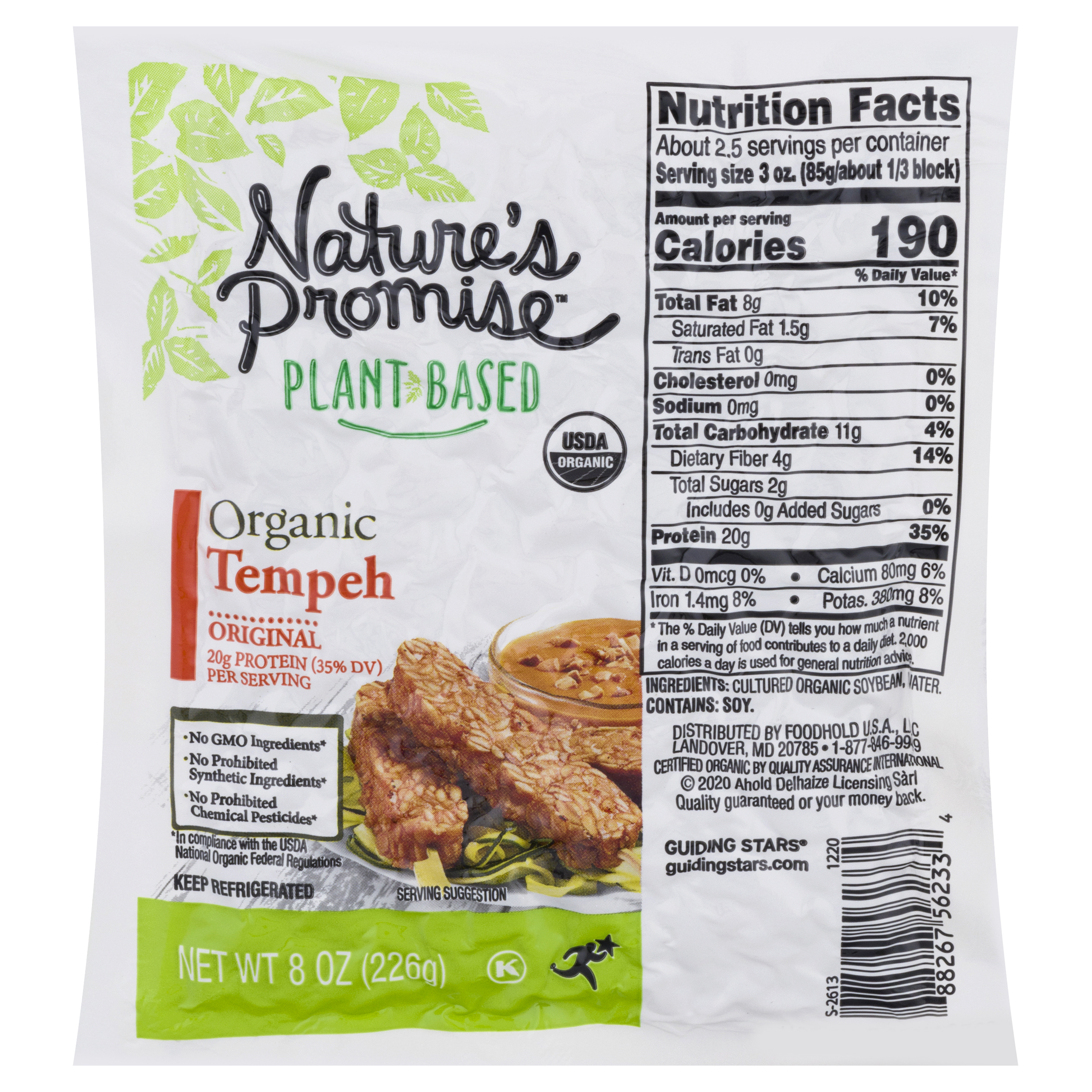 Nature's Promise Organic Original Tempeh 8 oz SHRINKWRAPPED