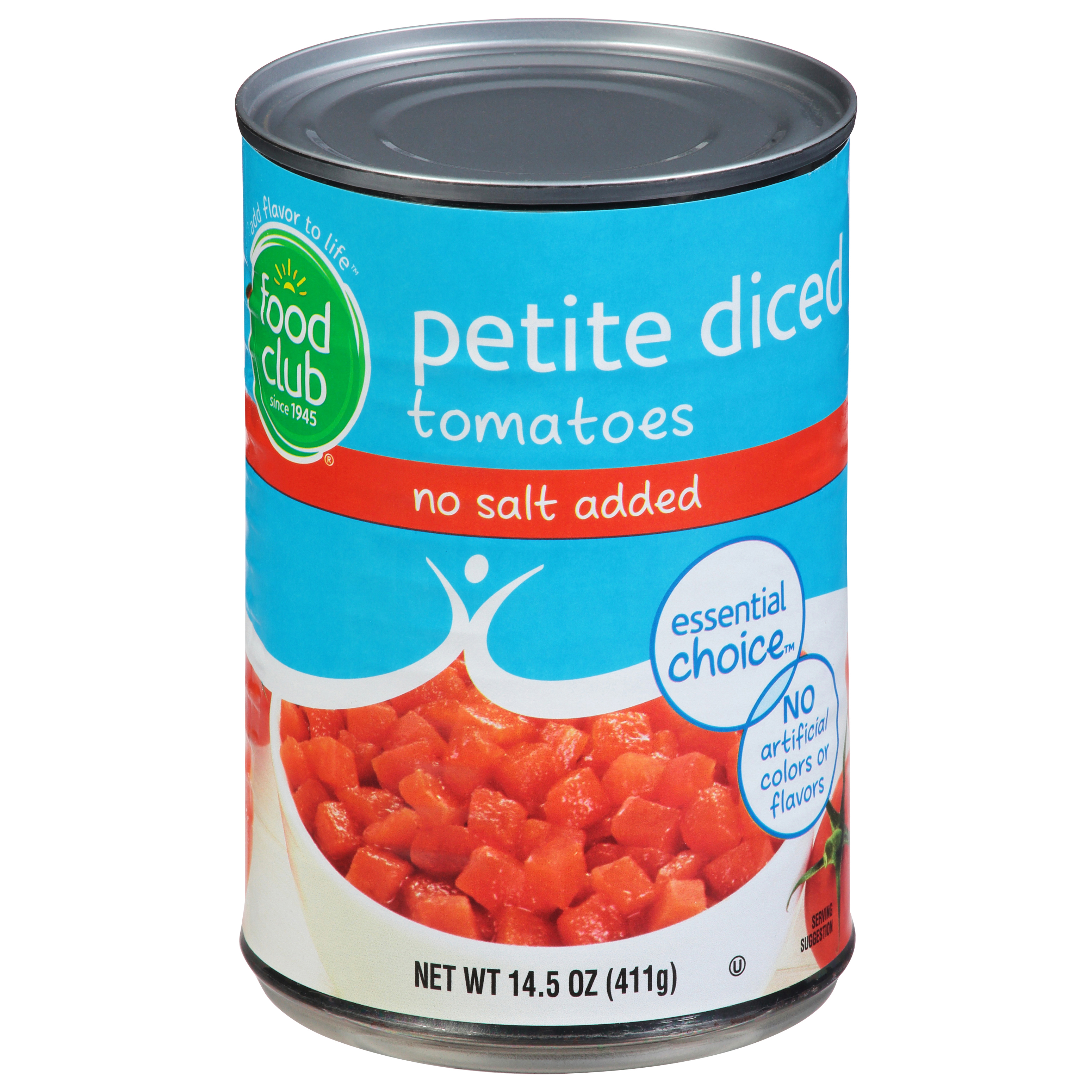 Food Club Essential Choice Petite Diced No Salt Added Tomatoes 14.5 oz
