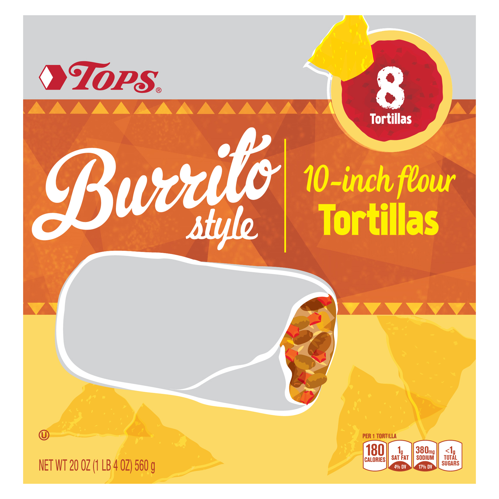 Tops 10-Inch Burrito Style Flour Tortillas 8 ea