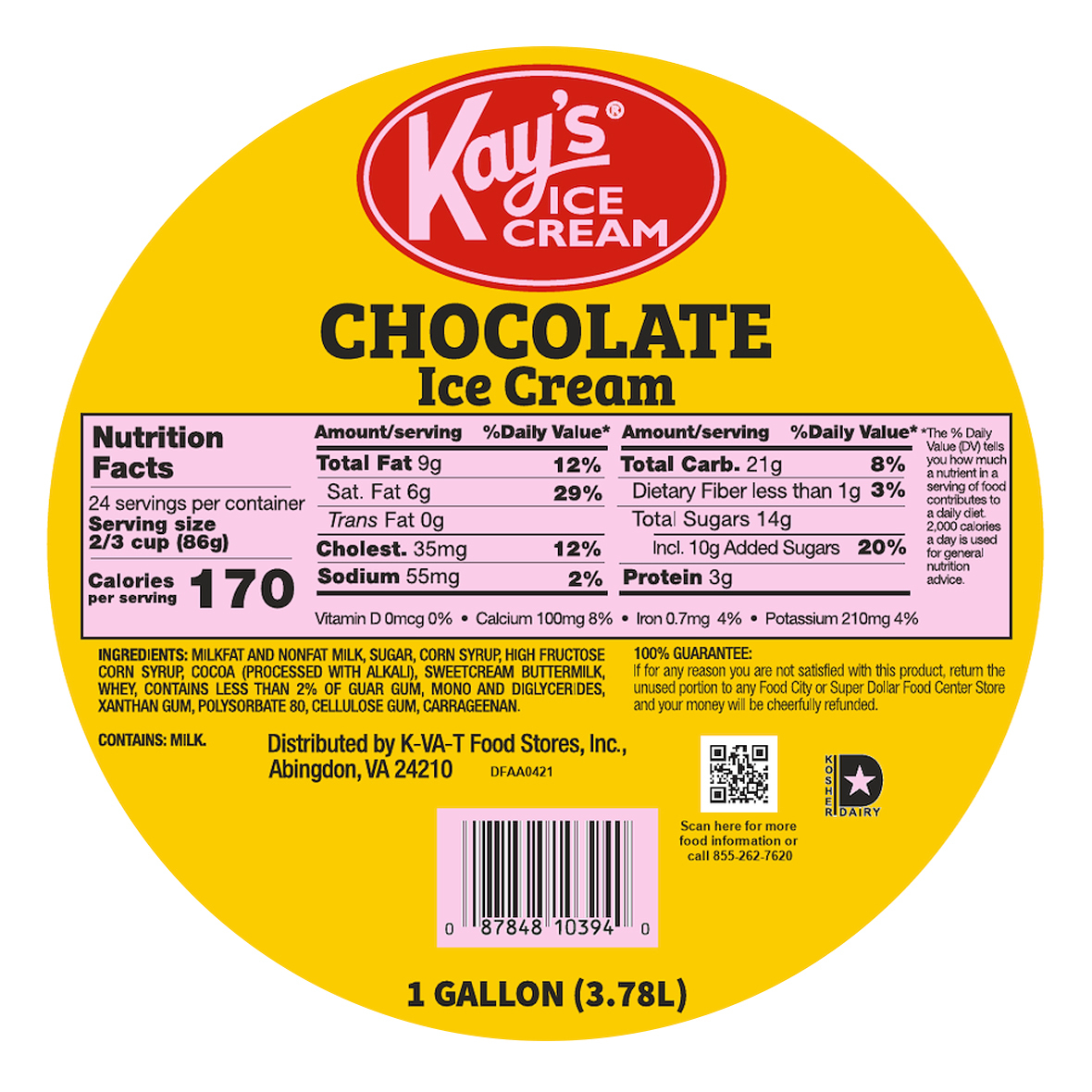 Kay's Ice Cream Chocolate Ice Cream 1 gl