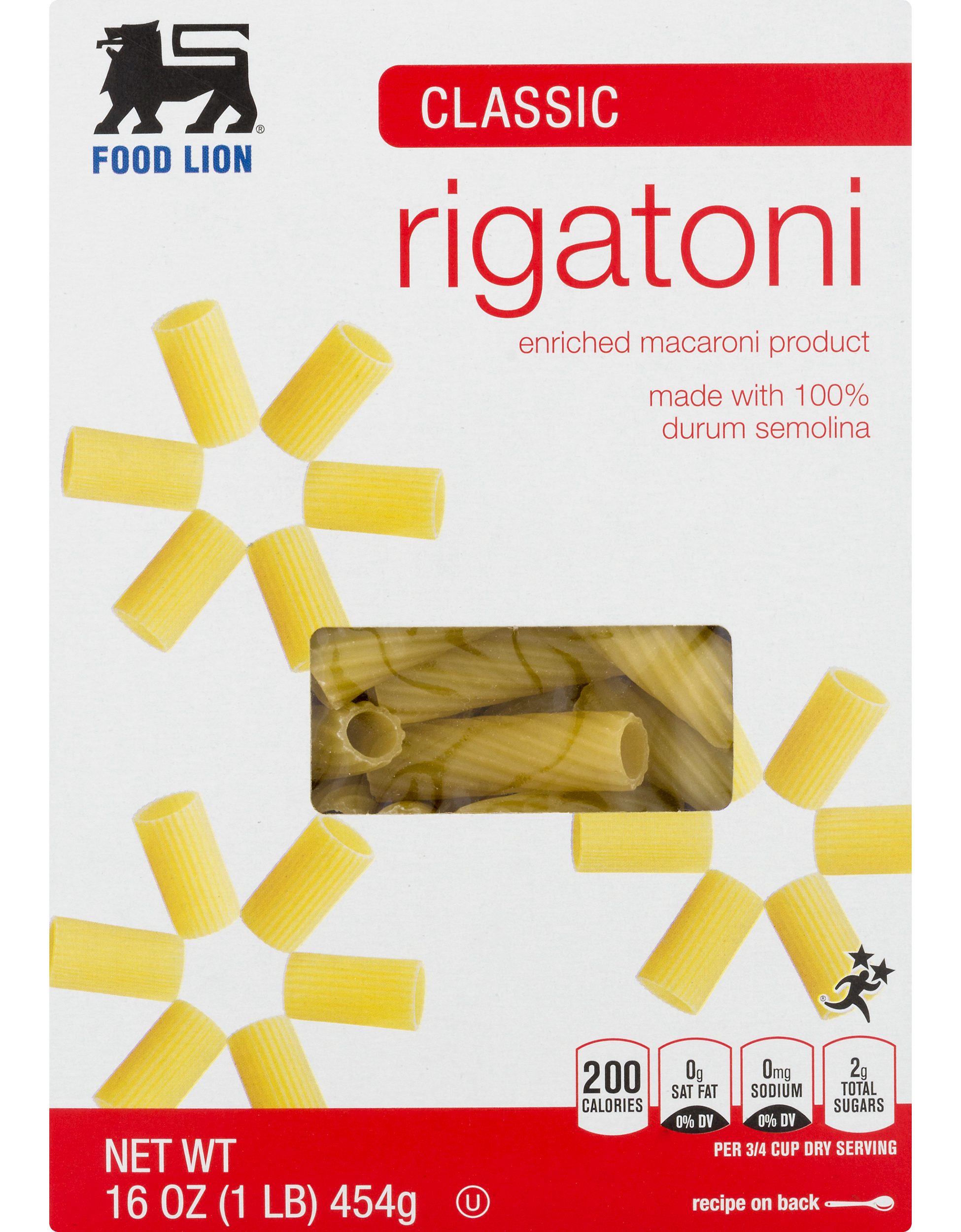 Food Lion Pasta, Rigatoni, Classic, Box