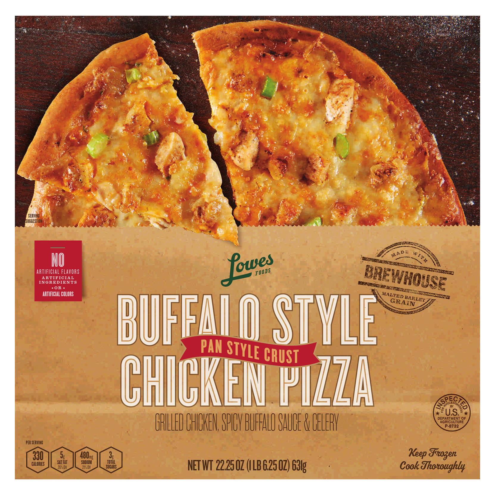 Lowes Foods Pan Style Crust Buffalo Style Chicken Pizza 22.25 oz