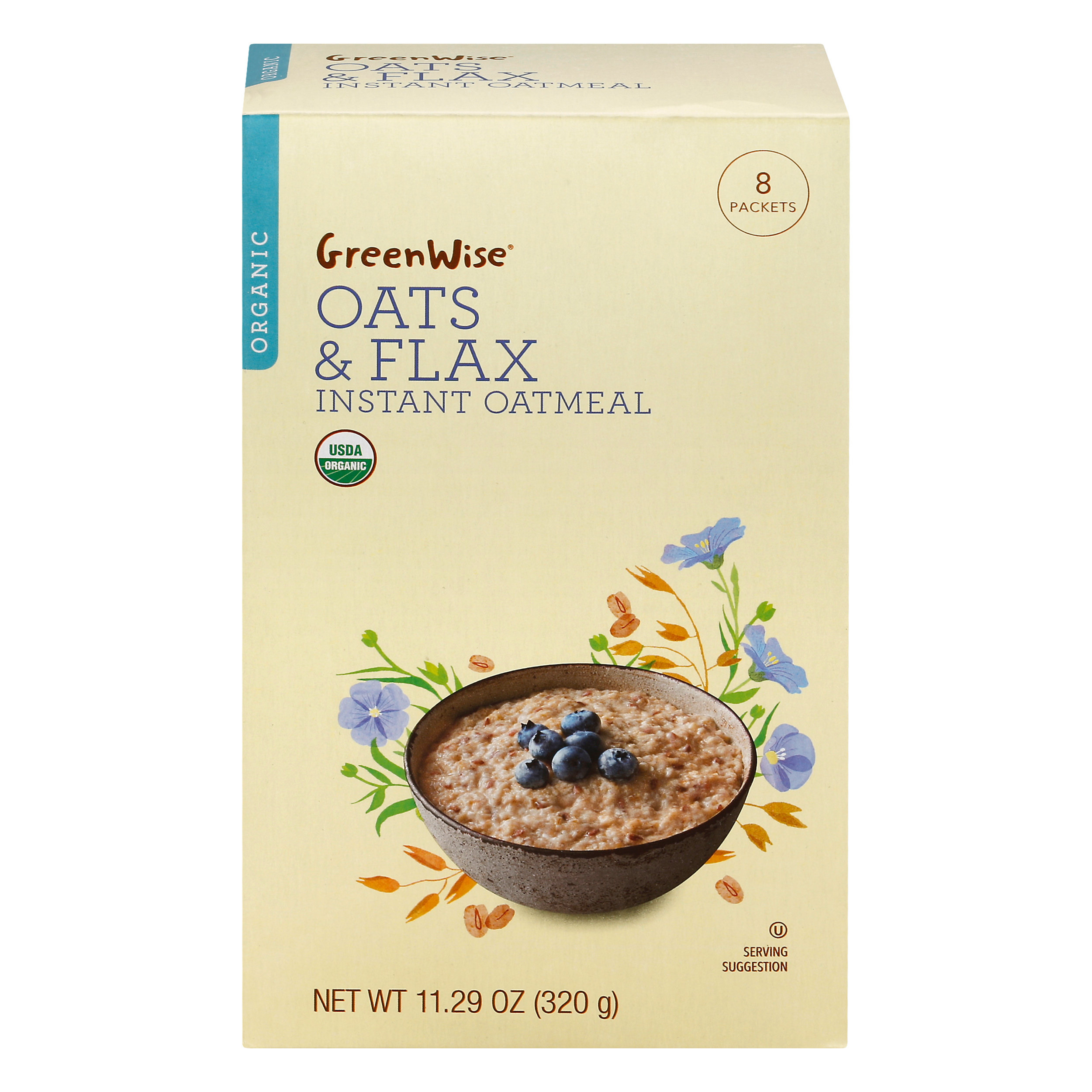 GreenWise Packets Organic Oats & Flax Instant Oatmeal 8.0 ea BOX