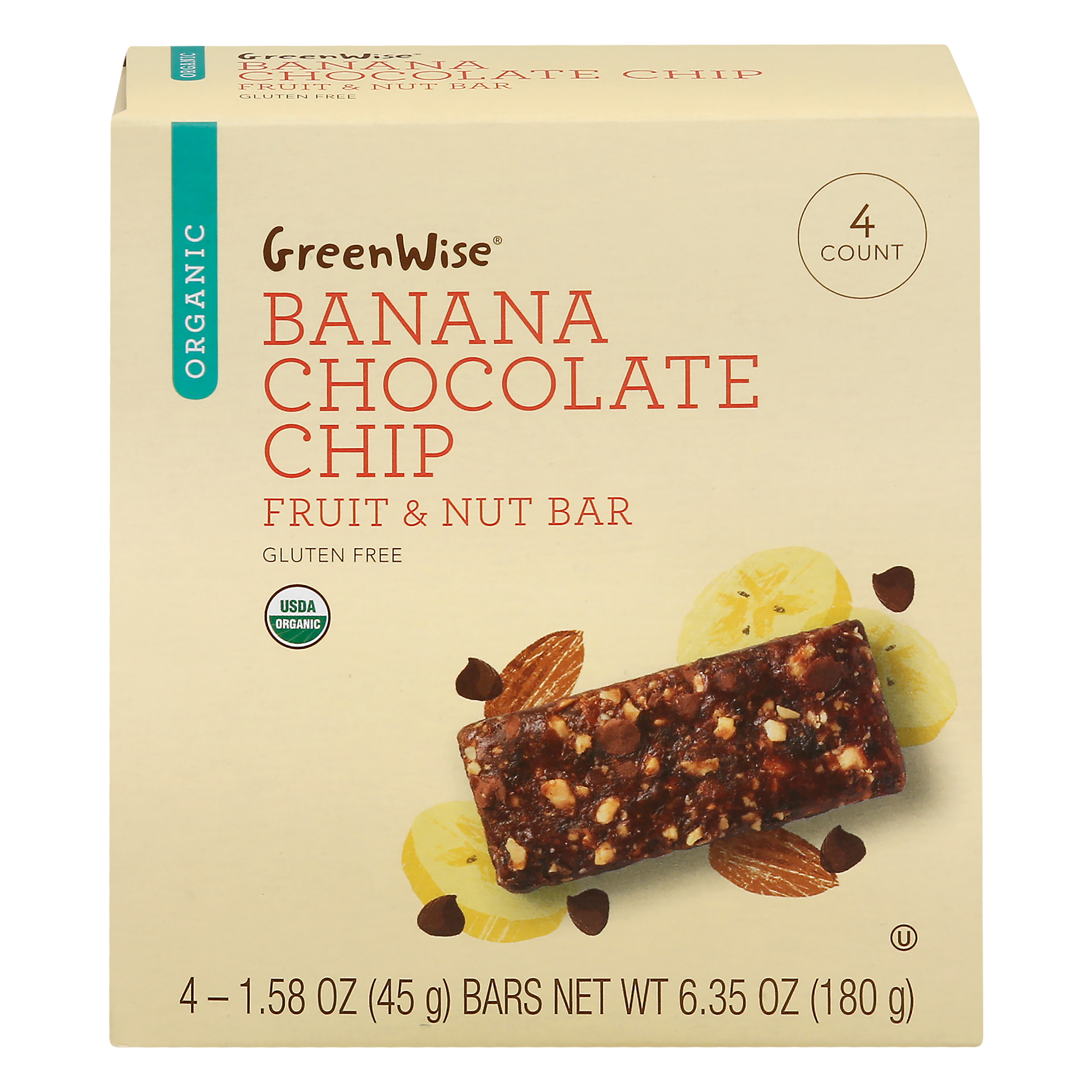 GreenWise Organic Banana Chocolate Chip Fruit & Nut Bar 4.0 ea BOX