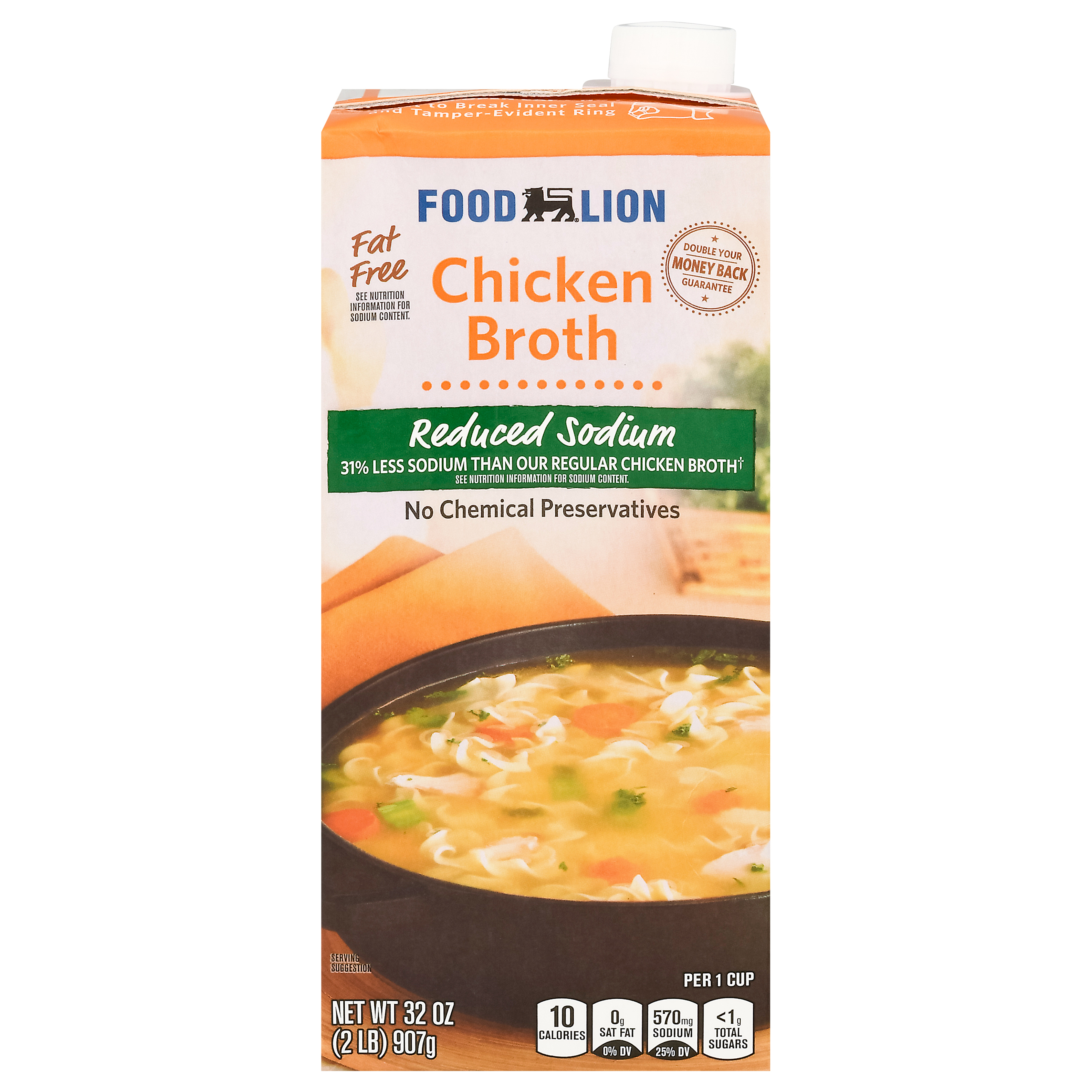 Food Lion Reduced Sodium Fat Free Chicken Broth 32 oz