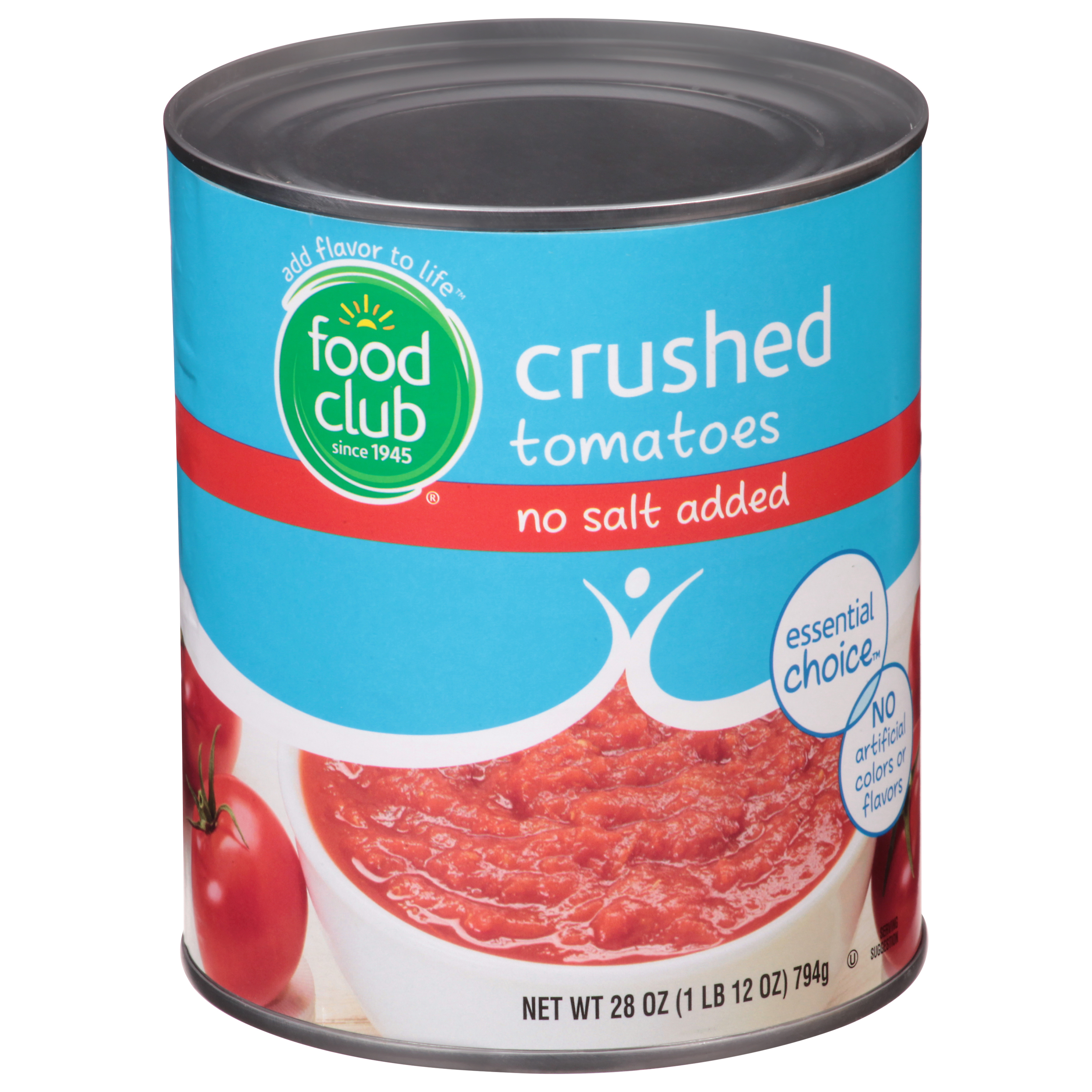 Food Club Essential Choice No Salt Added Crushed Tomatoes 28 oz