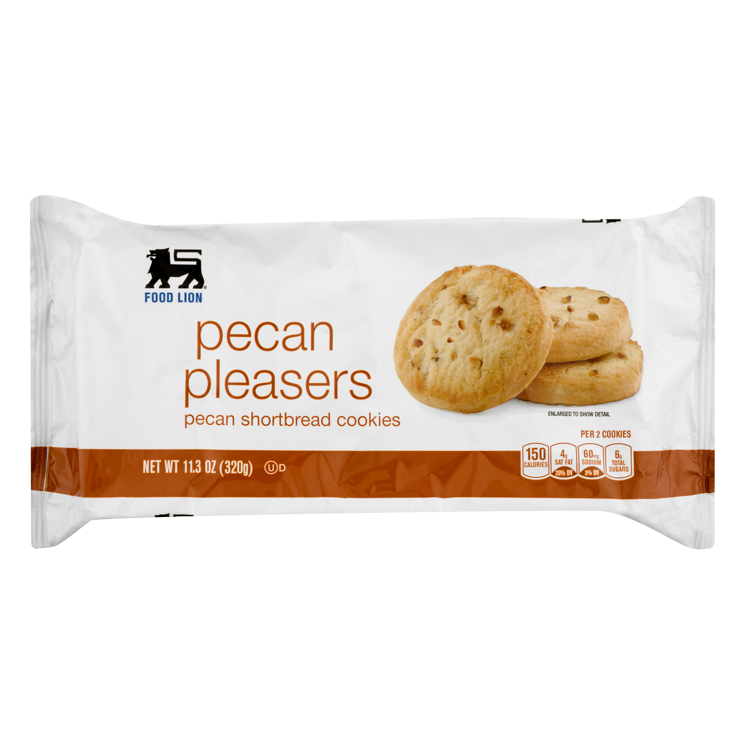Food Lion Cookies, Shortbread, Pecan, Wrapper