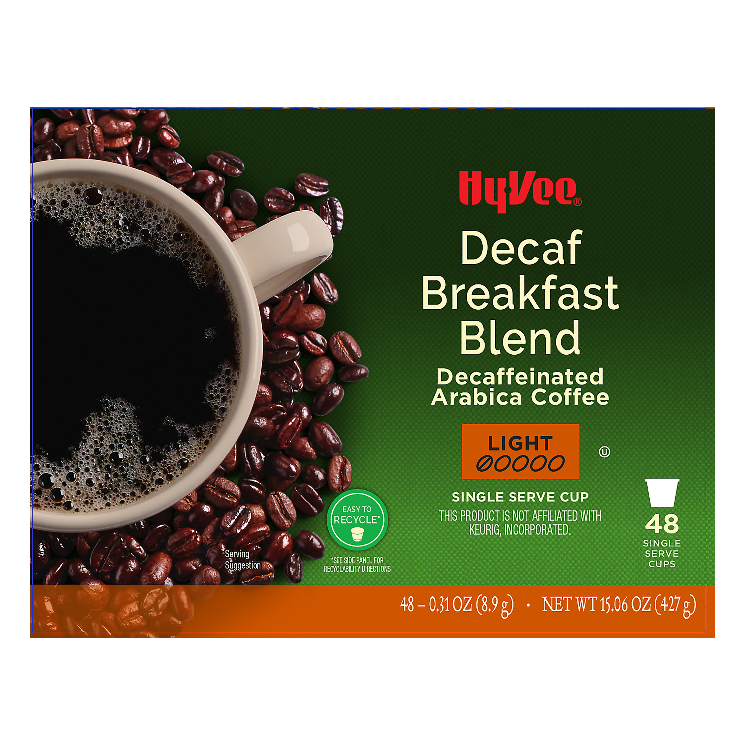 Hy-Vee Decaf Single Serve Cups Light Breakfast Blend Coffee 48 0.31 oz ...