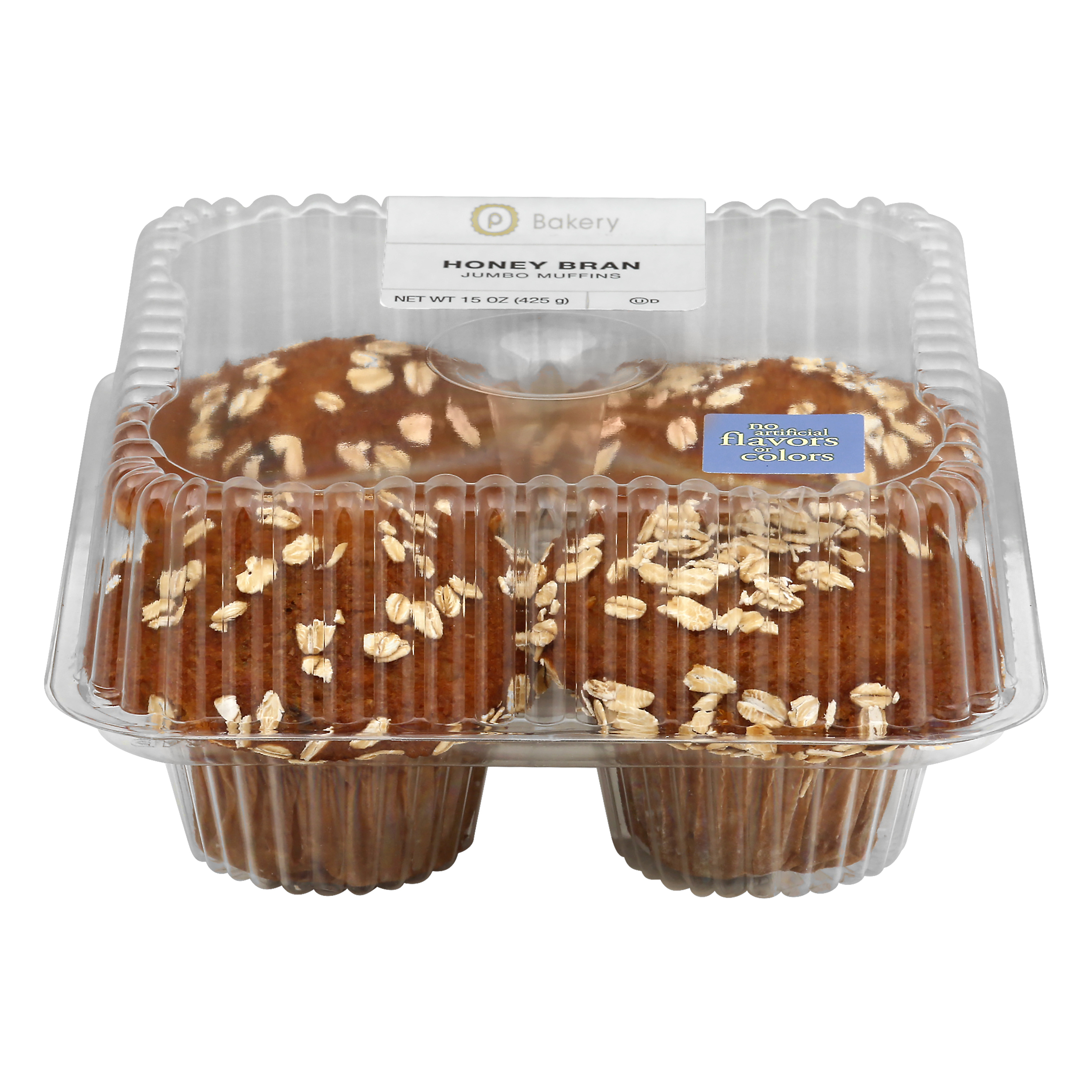 Publix Bakery Jumbo Honey Bran Muffins 15 oz CLAM SHELL