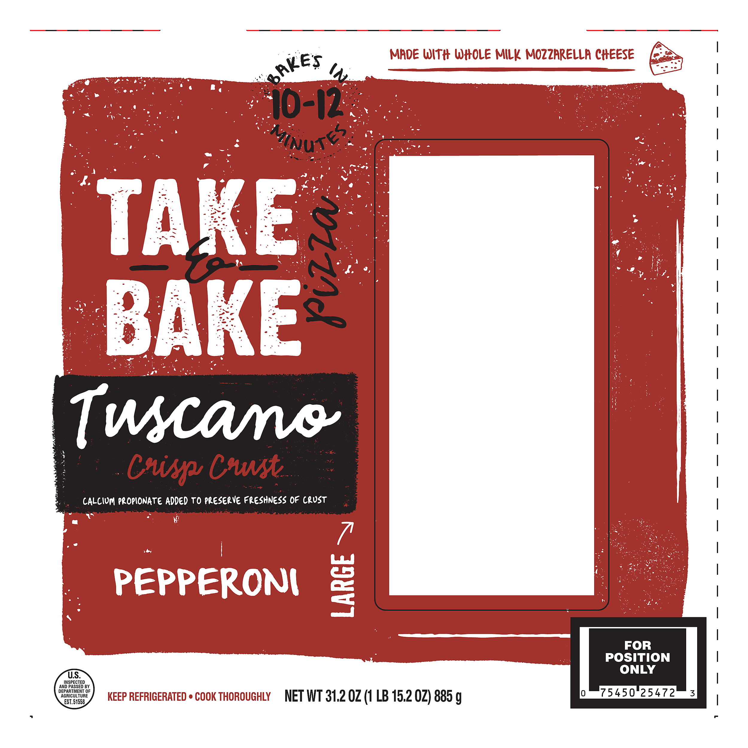 Take & Bake Large Crisp Crust Tuscano Pepperoni Pizza 31.2 oz