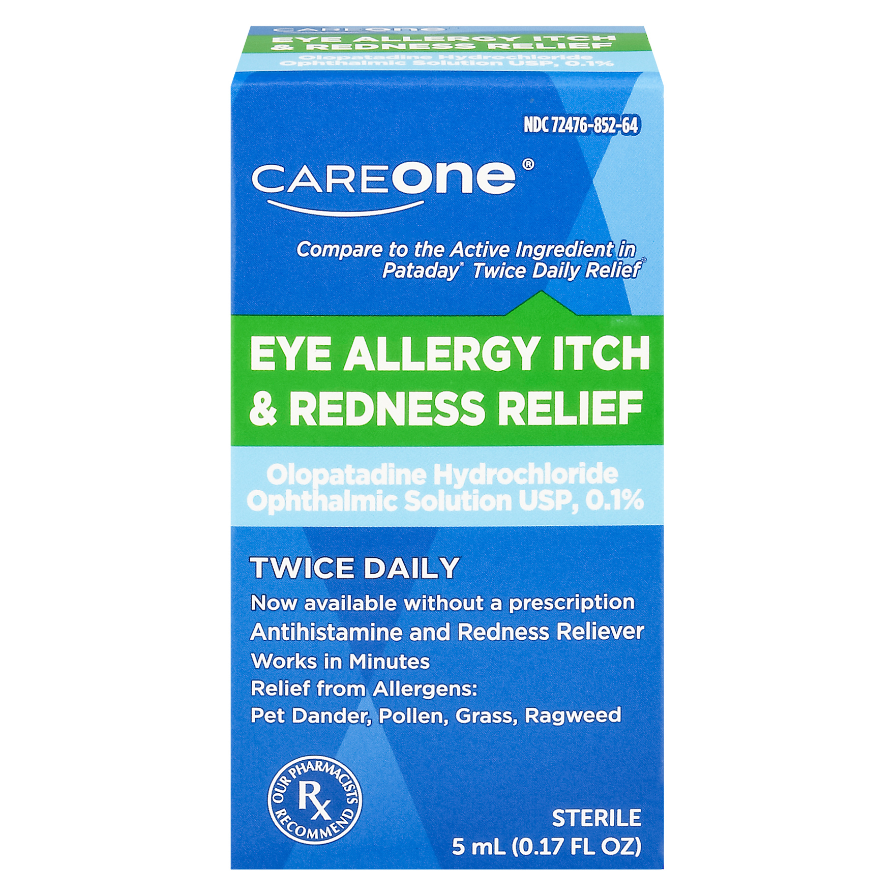 CareOne Twice Daily Sterile Eye Allergy Itch & Redness Relief 0.17 fl oz