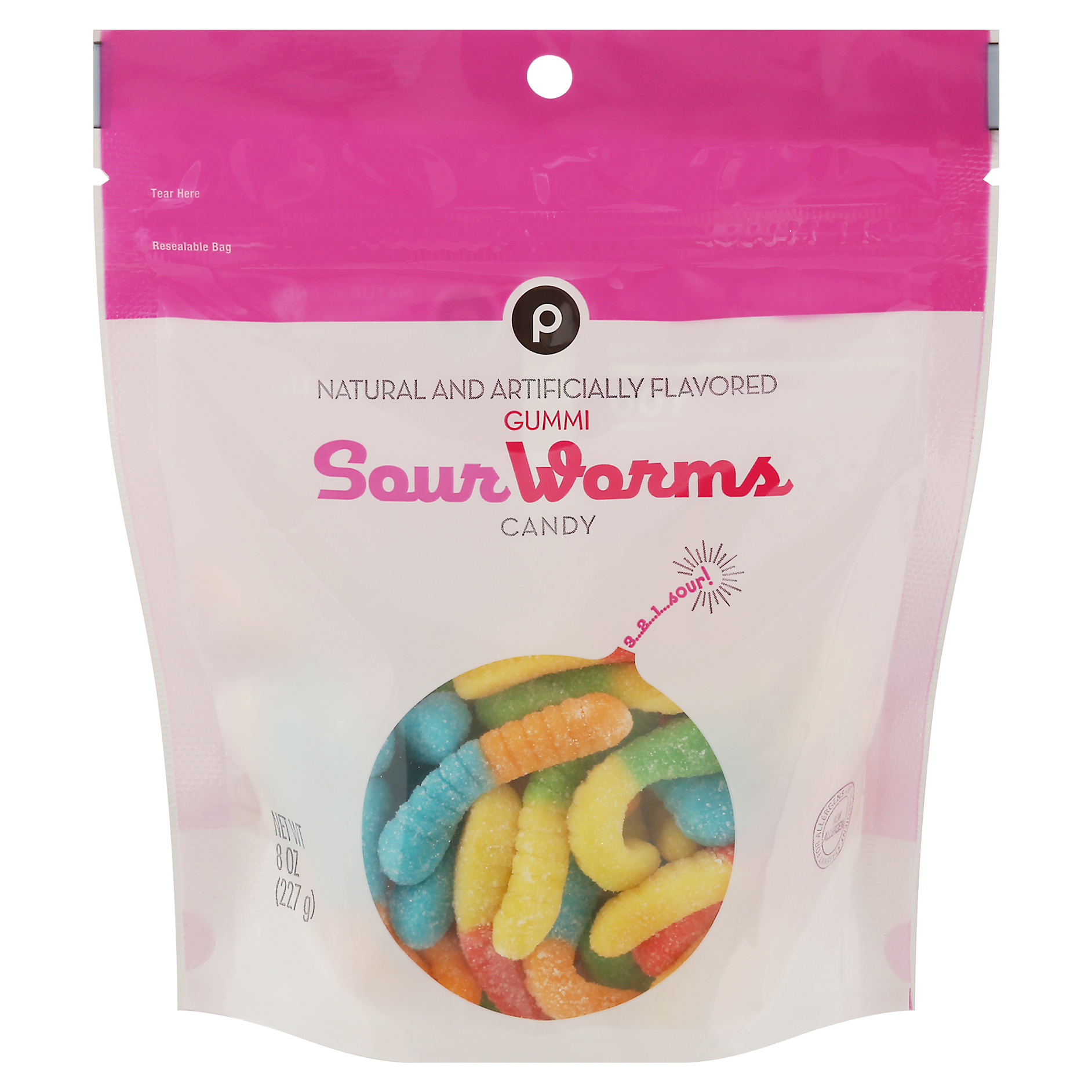 Publix Gummi Sour Worms Candy 8 oz
