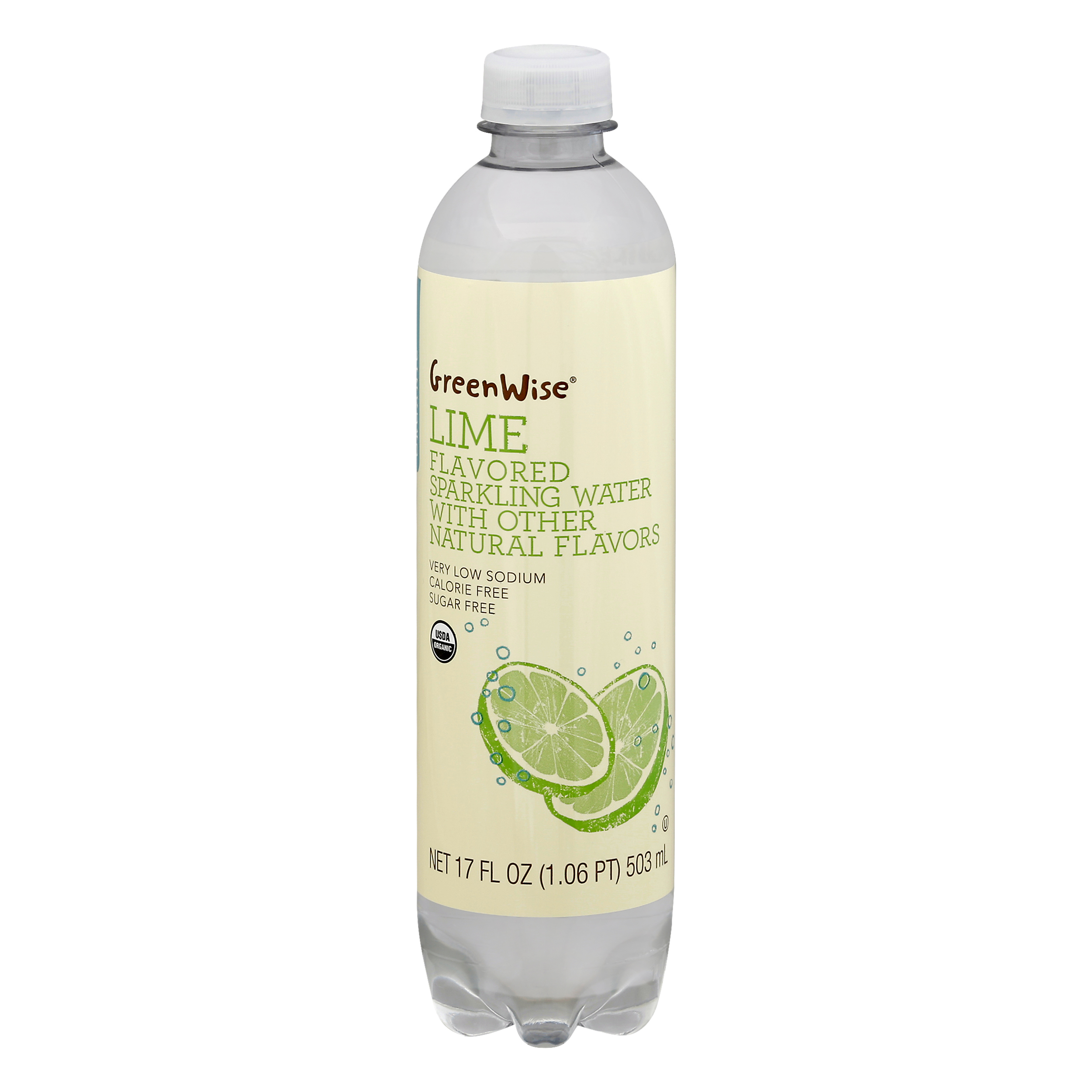 GreenWise Organic Lime Flavored Sparkling Water 17 oz BOTTLE