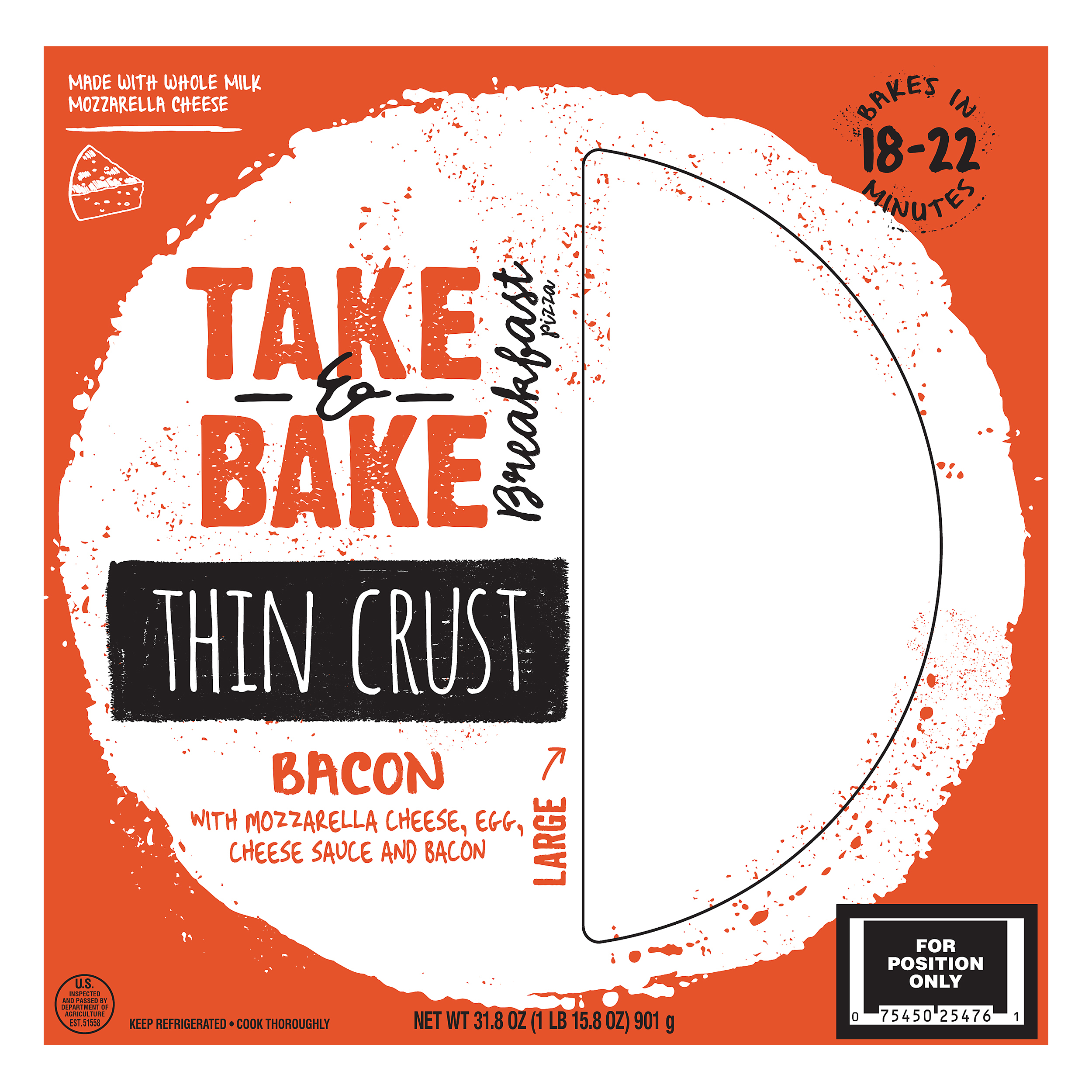 Take & Bake Large Thin Crust Bacon Breakfast Pizza 31.8 oz
