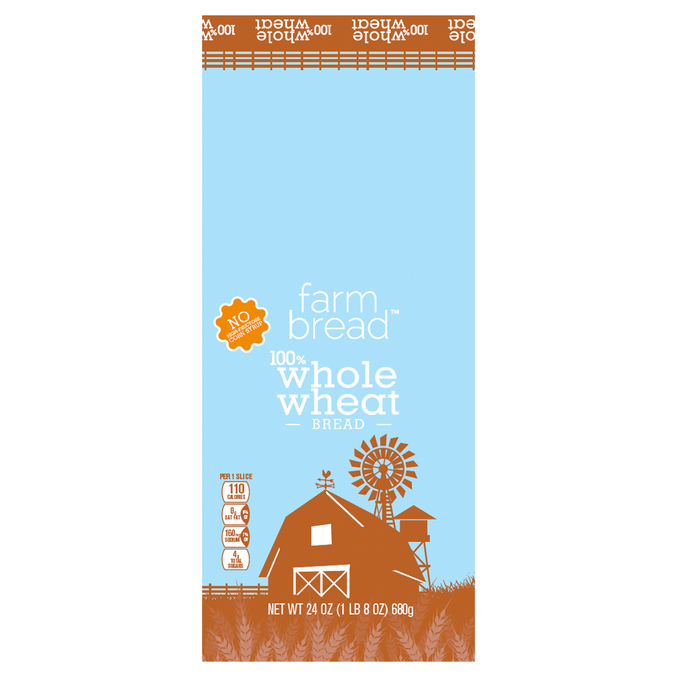 Farm Bread 100% Whole Wheat Bread 24 oz