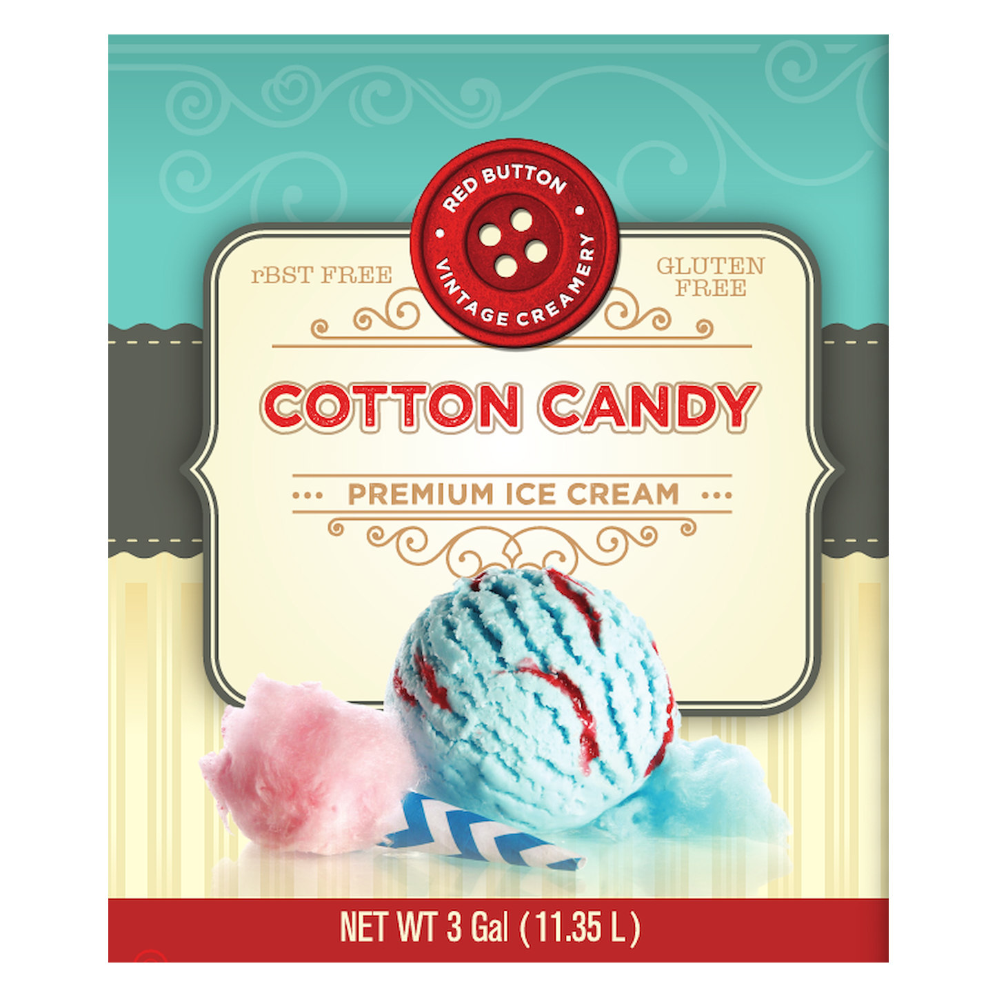 Red Button Vintage Creamery Premium Cotton Candy Premium Ice Cream 3 gl ...