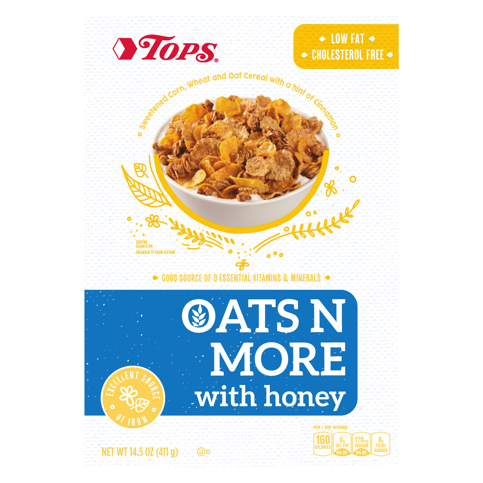 Tops Oats N More with Honey Cereal 14.5 oz