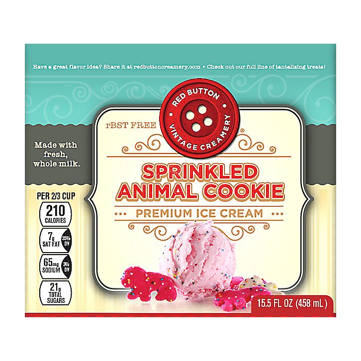 Red Button Vintage Creamery Premium Sprinkled Animal Cookie Ice Cream ...