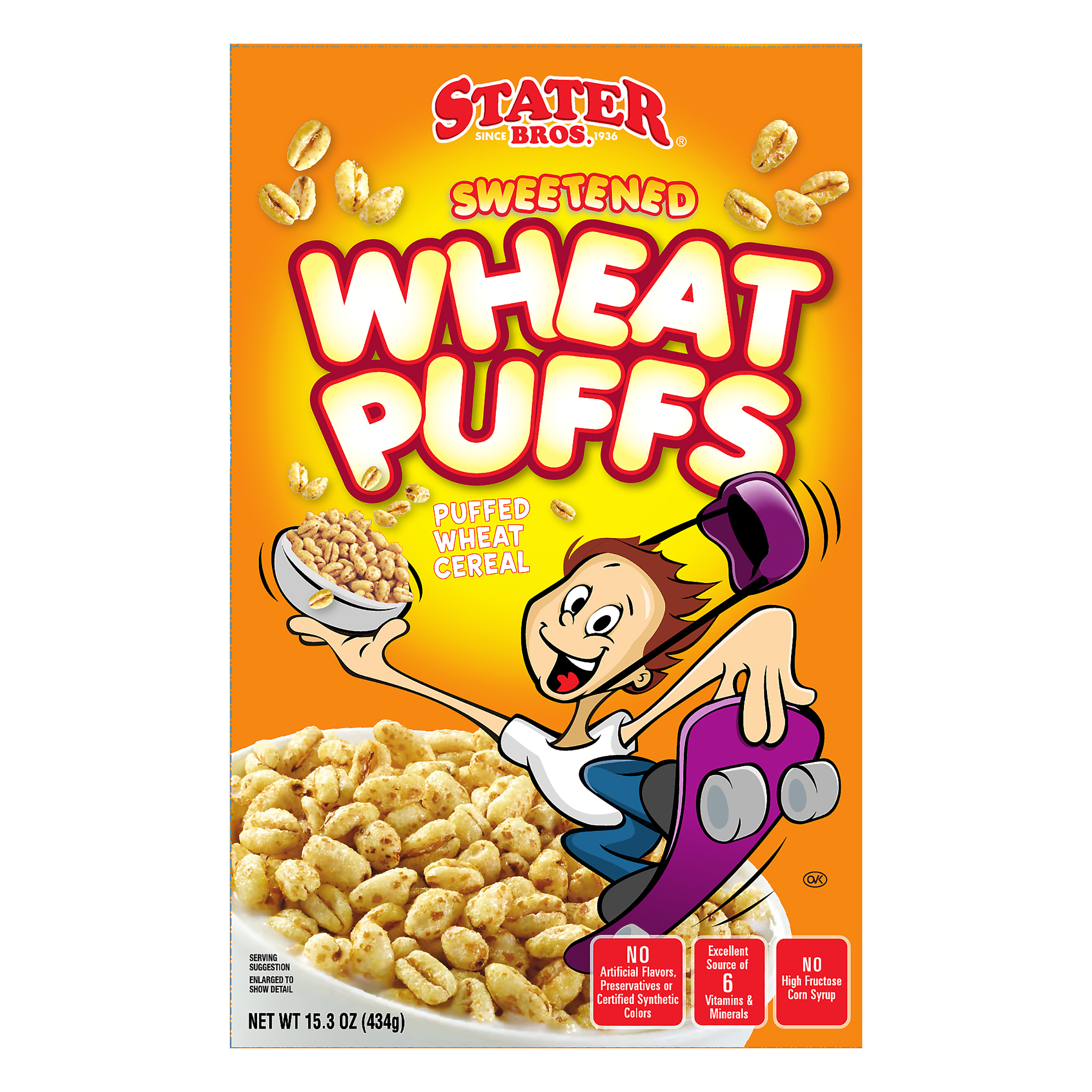 Stater Bros. Puffed Wheat Sweetened Cereal 15.3 oz Box