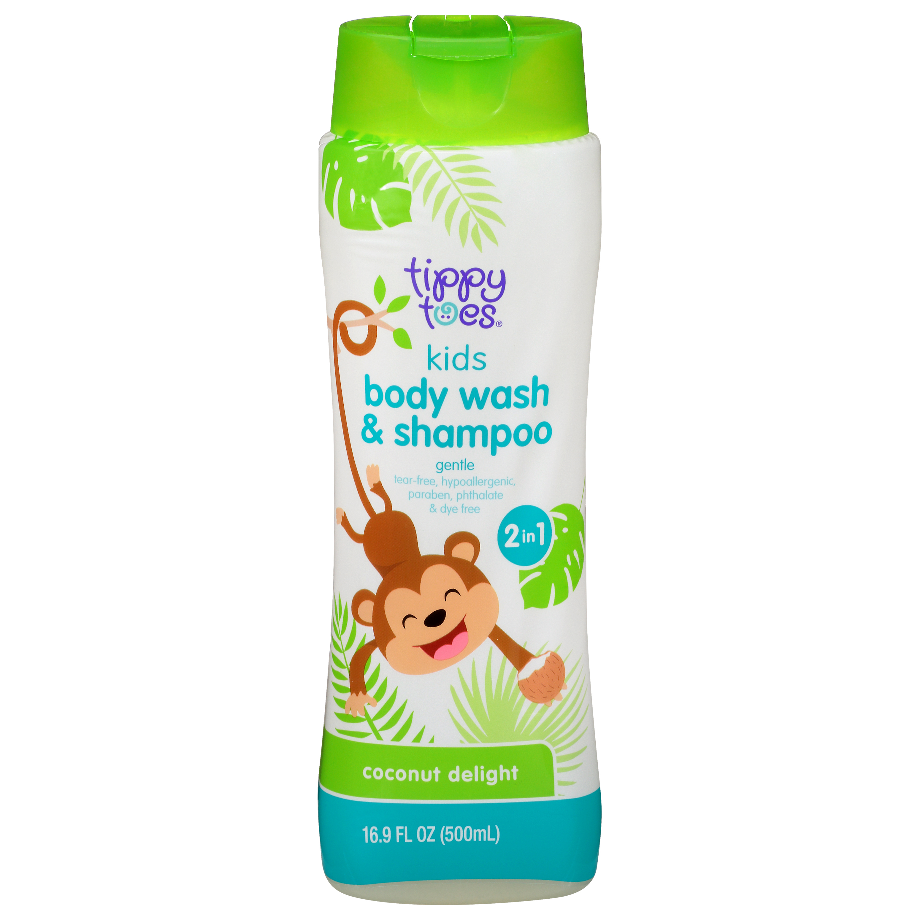 Tippy Toes Kids 2 in 1 Coconut Delight Body Wash & Shampoo 16.9 oz Bottle