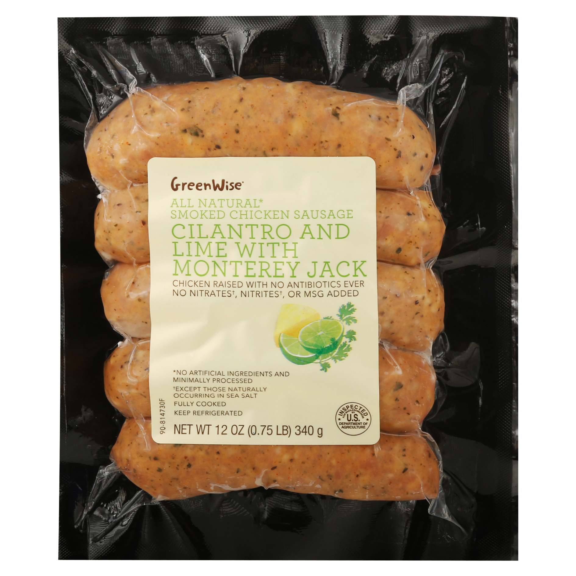 GreenWise Cilantro and Lime with Monterey Jack Smoked Chicken Sausage 12 oz