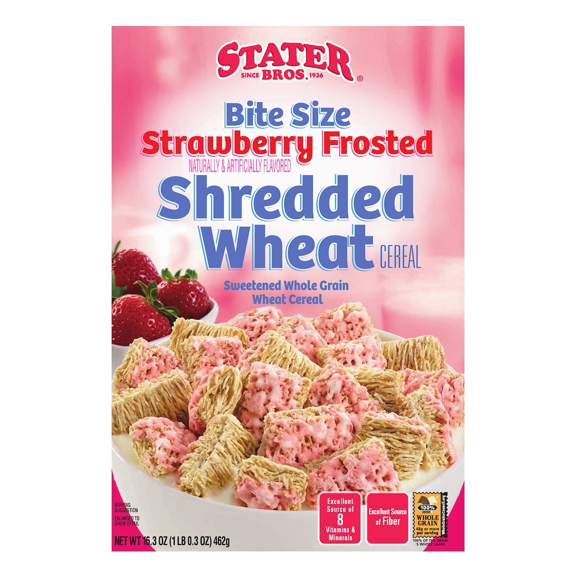Stater Bros. Bite Size Strawberry Frosted Shredded Wheat Cereal 16.3 oz