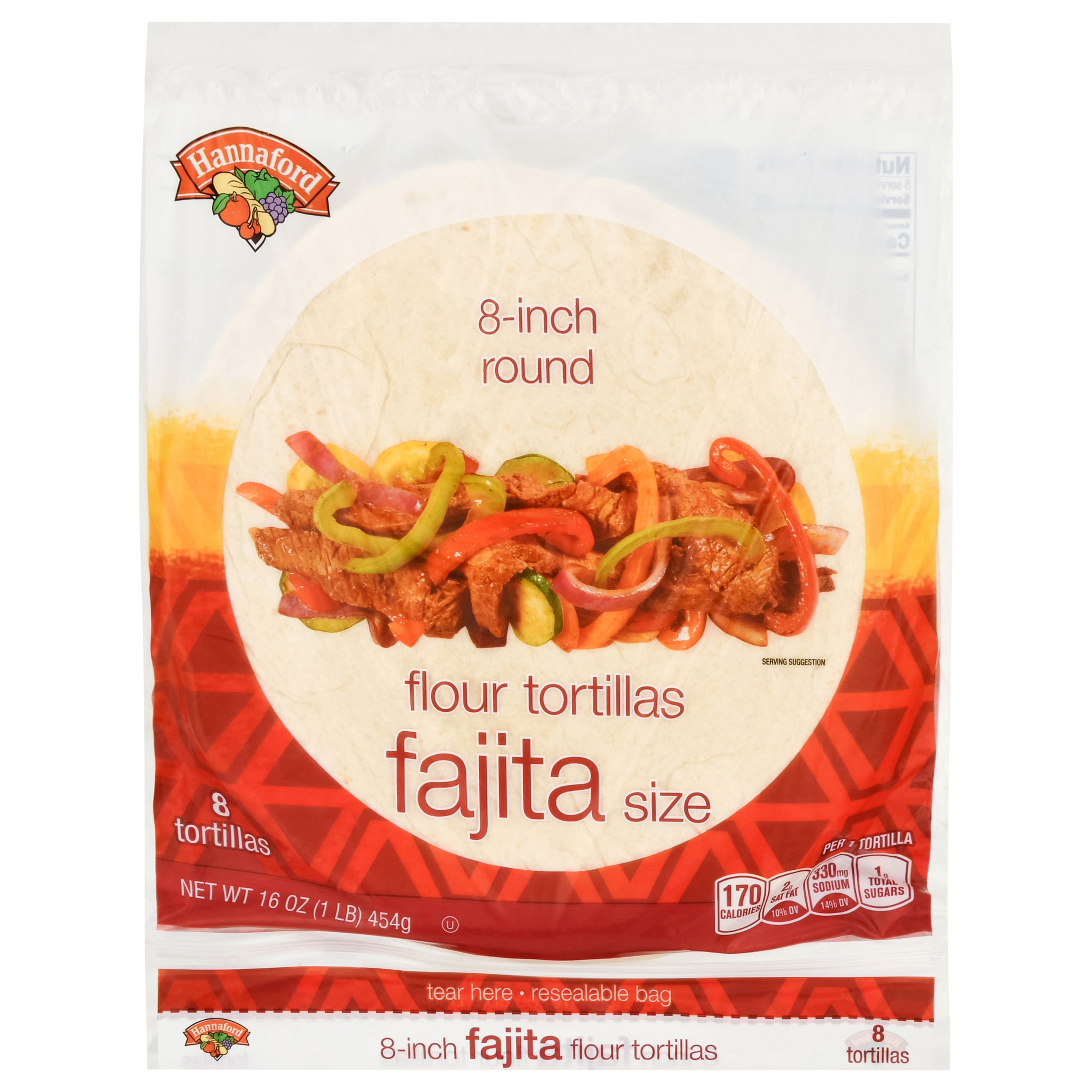 Hannaford 8-Inch Round Fajita Size Flour Tortillas 8 ea