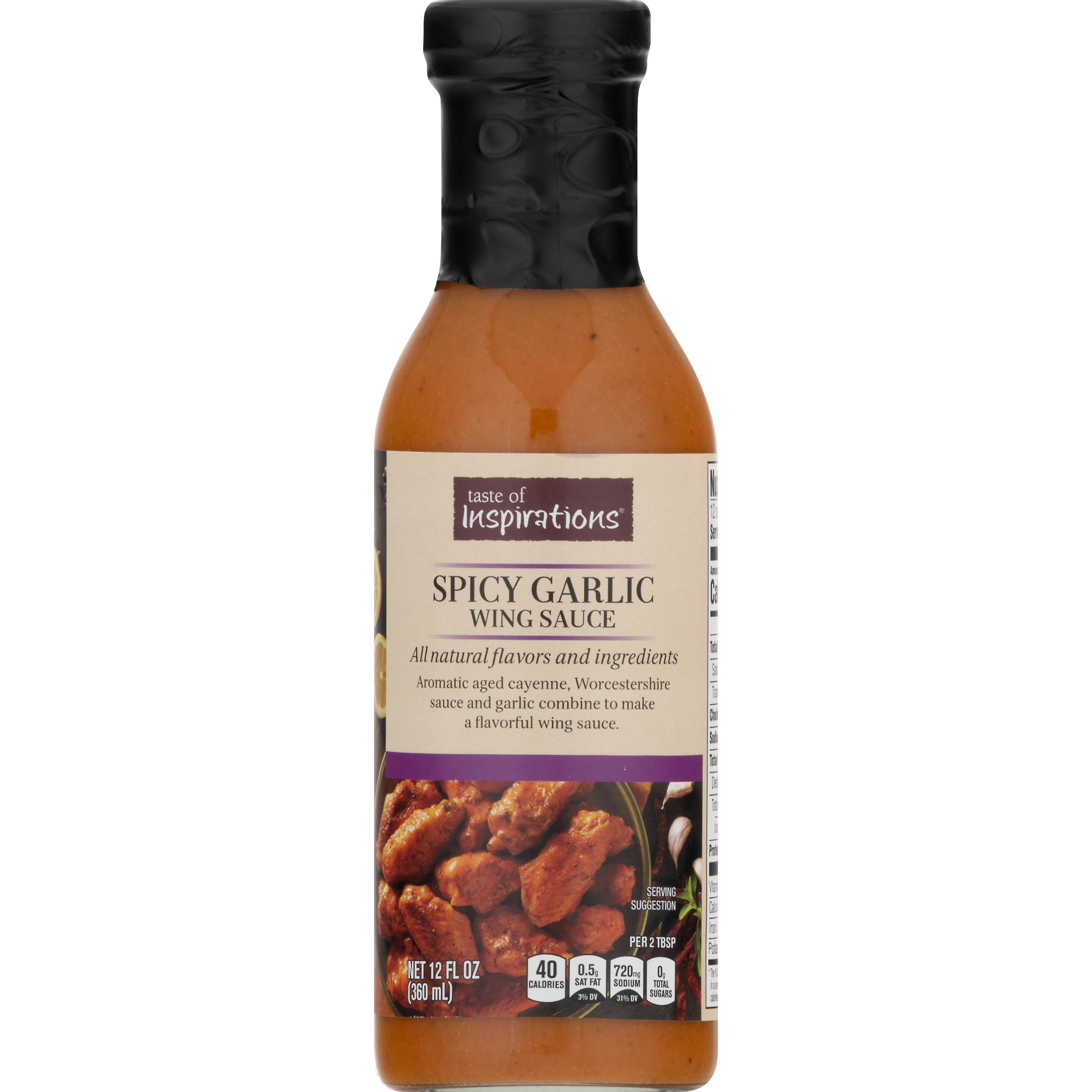 Taste Of Inspirations Wing Sauce, Spicy Garlic, Bottle