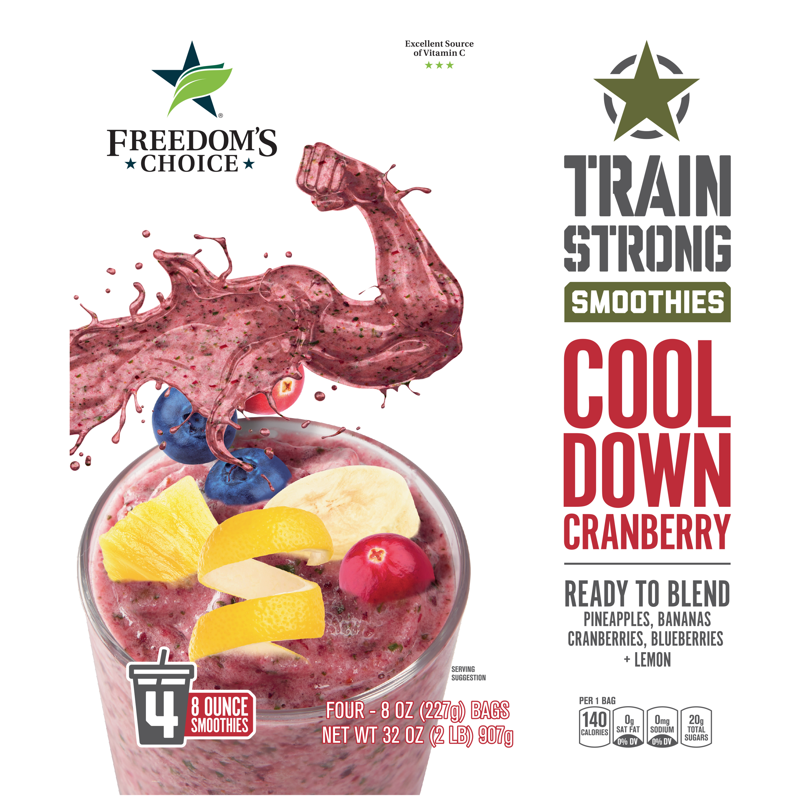 Freedom's Choice Train Strong Cool Down Cranberry Smoothies 4 - 8 oz Bags