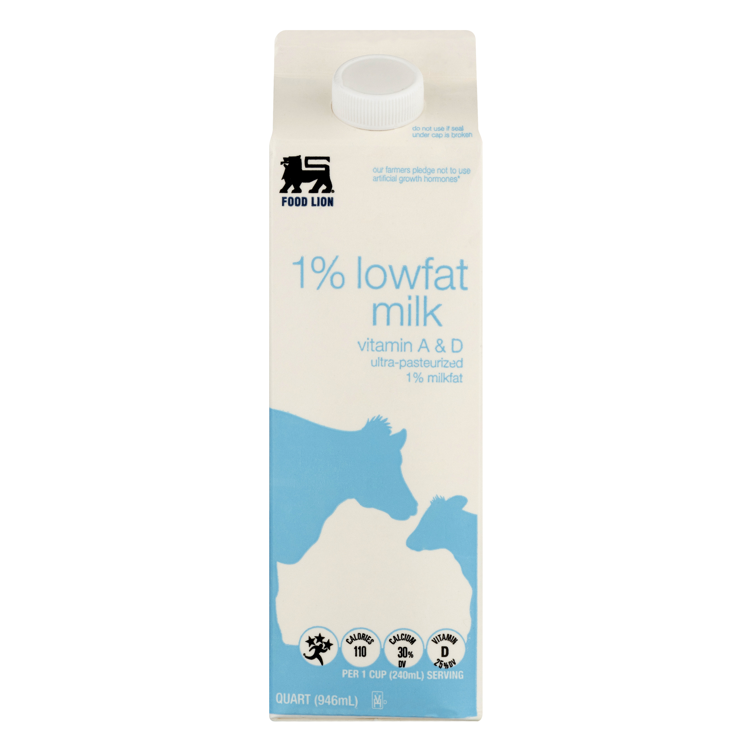 Food Lion Milk, 1% Lowfat, Ultra-Pasteurized, Vitamin A & D, Brick