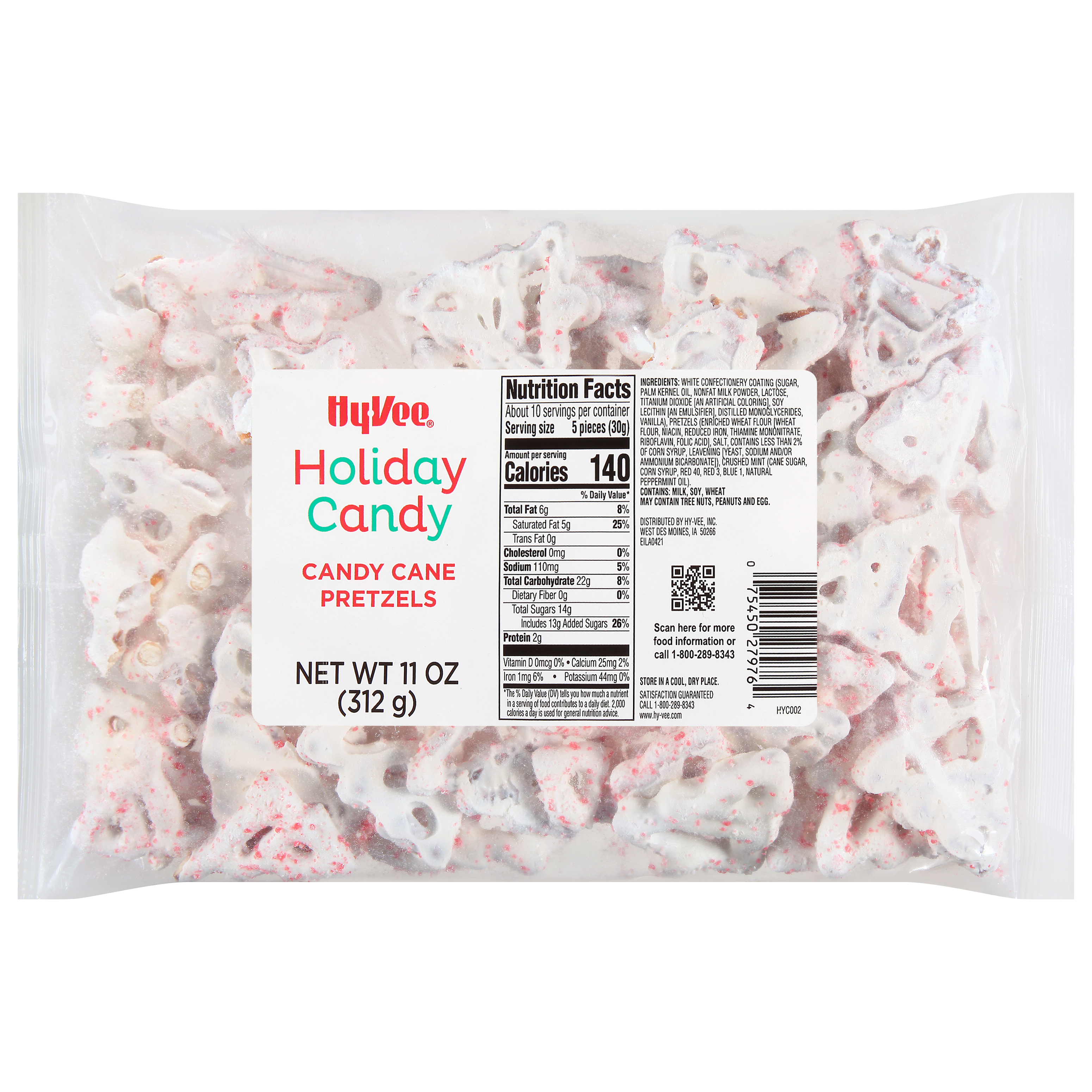 Hy-Vee Candy Cane Pretzels Holiday Candy 11 oz