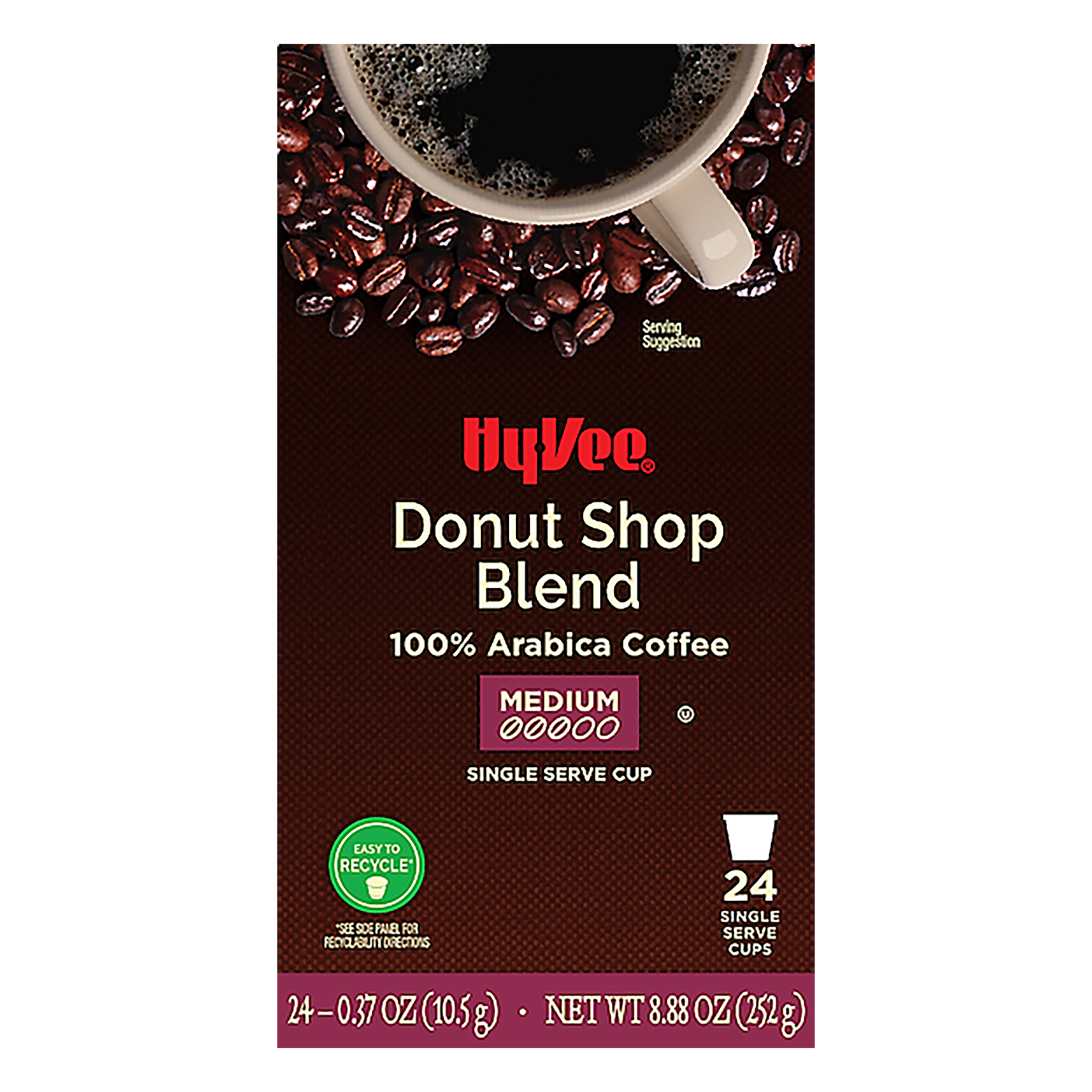 Hy-Vee Single Serve Cups Medium Donut Shop Blend Coffee 24 0.37 oz 24 ...