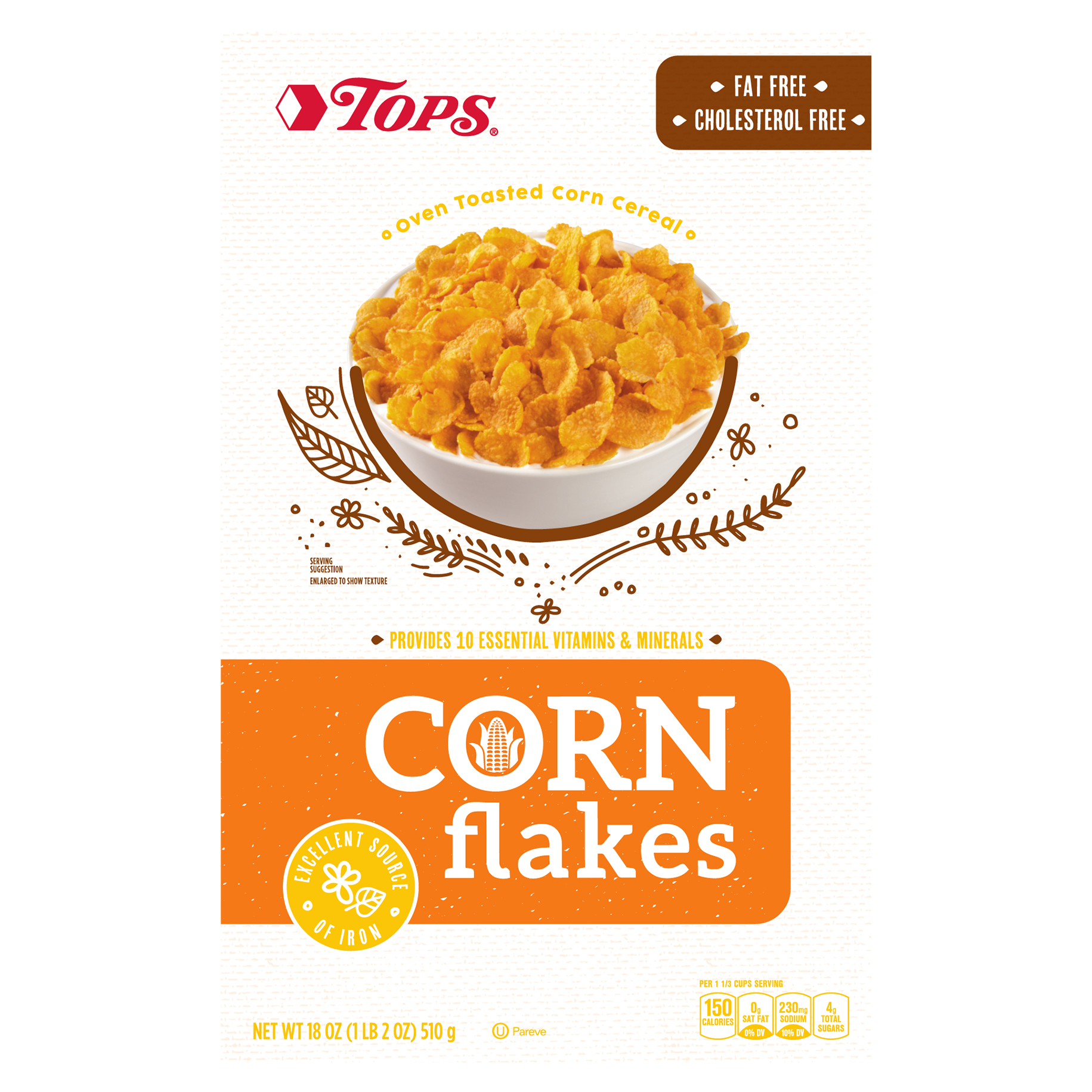 Tops Corn Flakes Cereal 18 oz