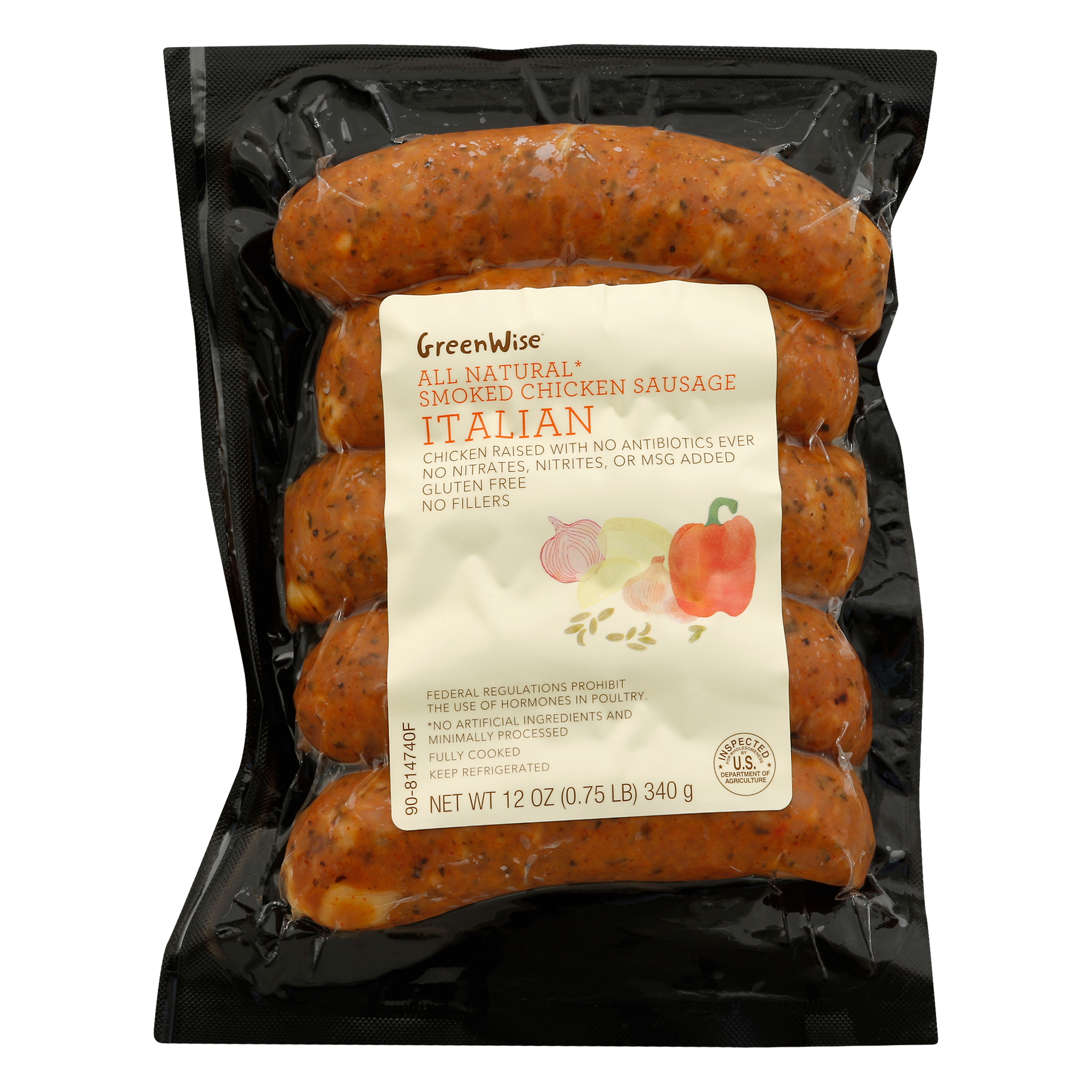 GreenWise Smoked Italian Chicken Sausage 12.0 oz SHRINKWRAPPED