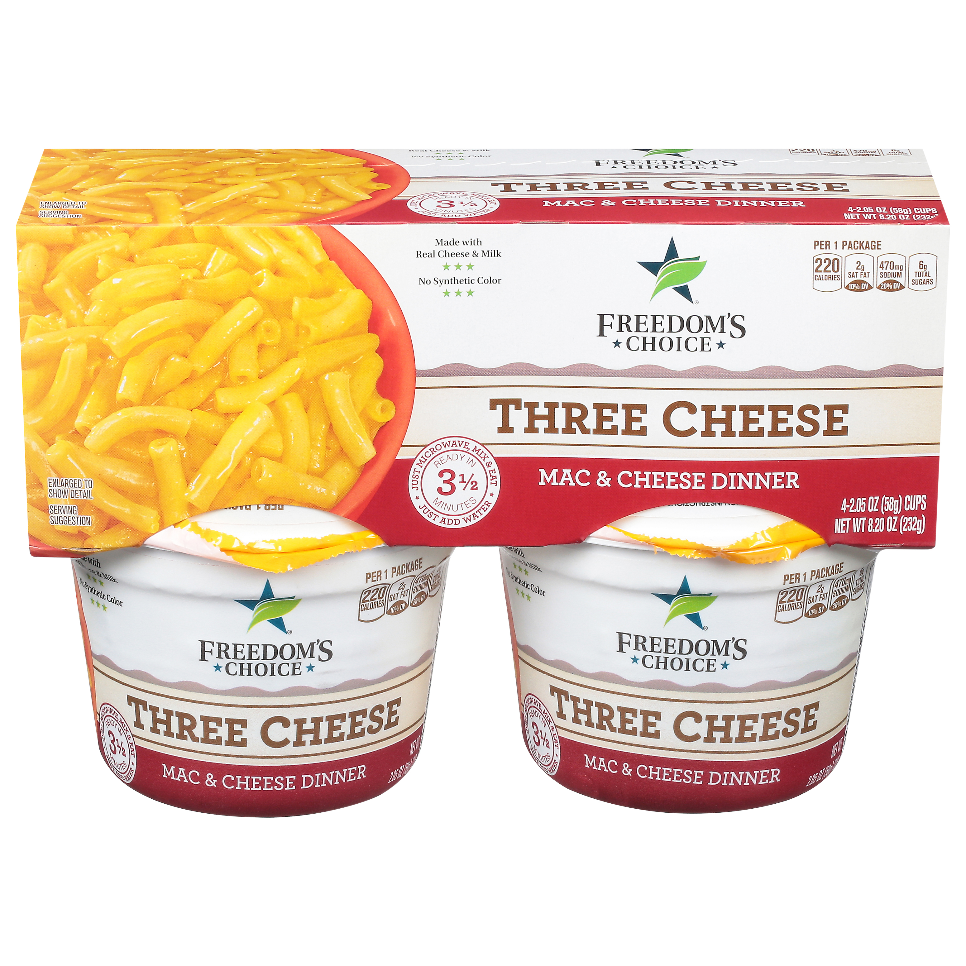 Freedom's Choice Three Cheese Mac & Cheese Dinner 4 ea