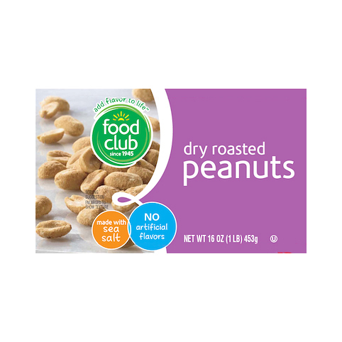 Food Club Dry Roasted Peanuts 16 oz Bag