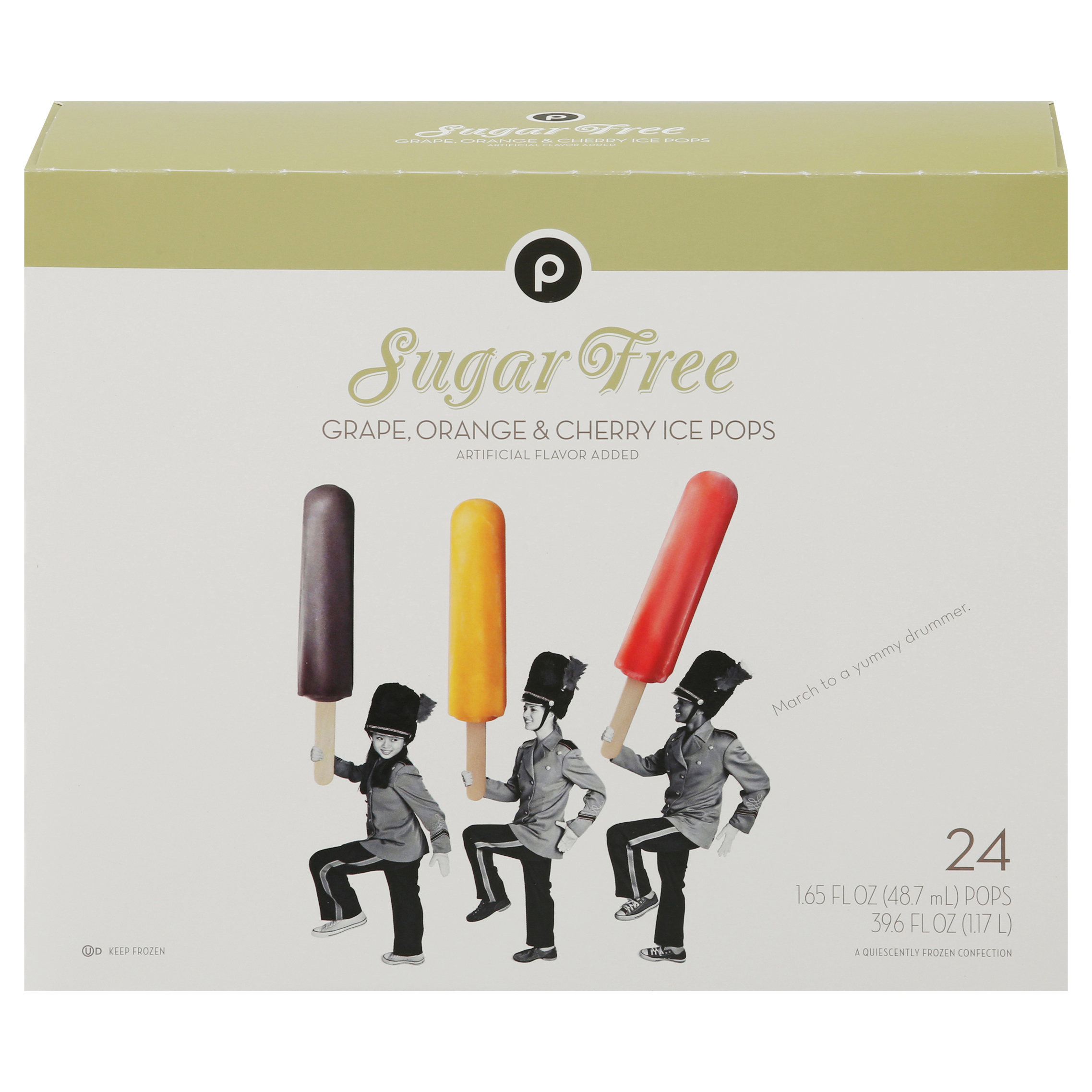 Publix Sugar Free Grape, Orange & Cherry Ice Pops 24 - 1.65 fl oz Pops